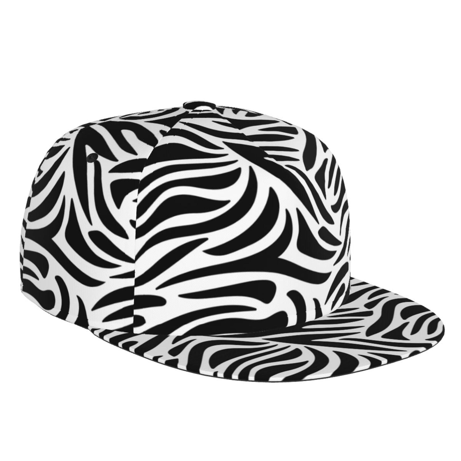 Adjustable Baseball Cap, Zebra print black white cool Flat Bill Trucker ...