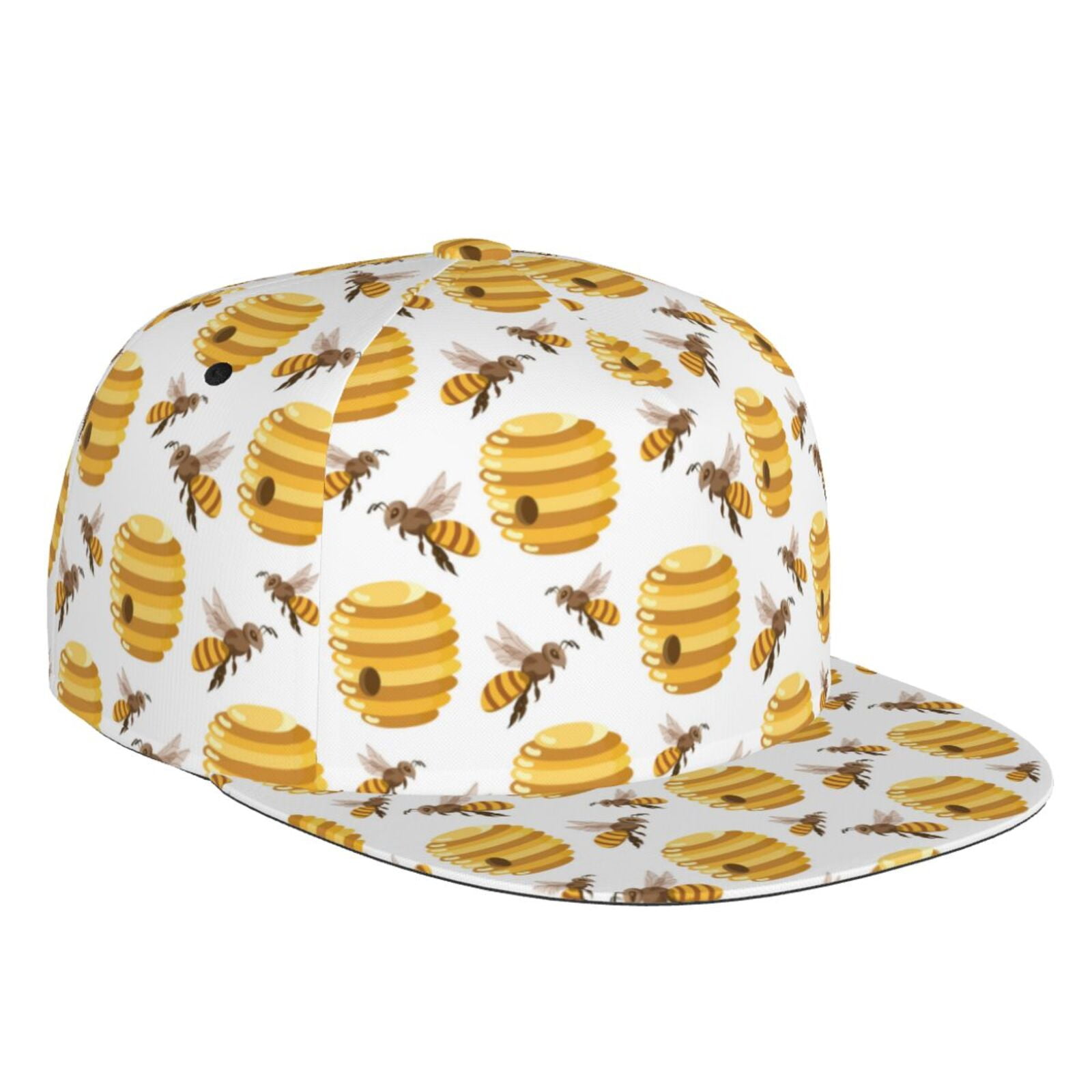 Adjustable Baseball Cap, beehives honey bees cute Flat Bill Trucker ...