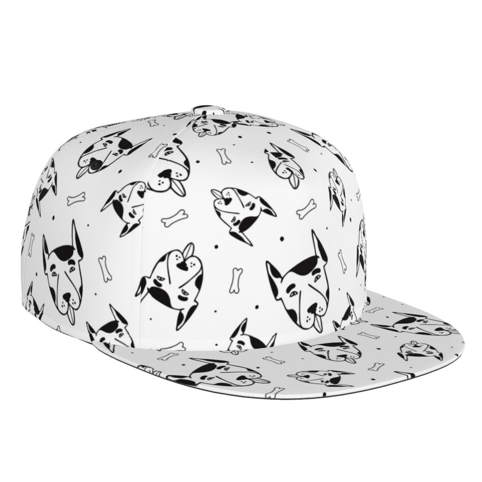 Adjustable Baseball Cap, black Dog Puppy white Flat Bill Trucker Flat ...