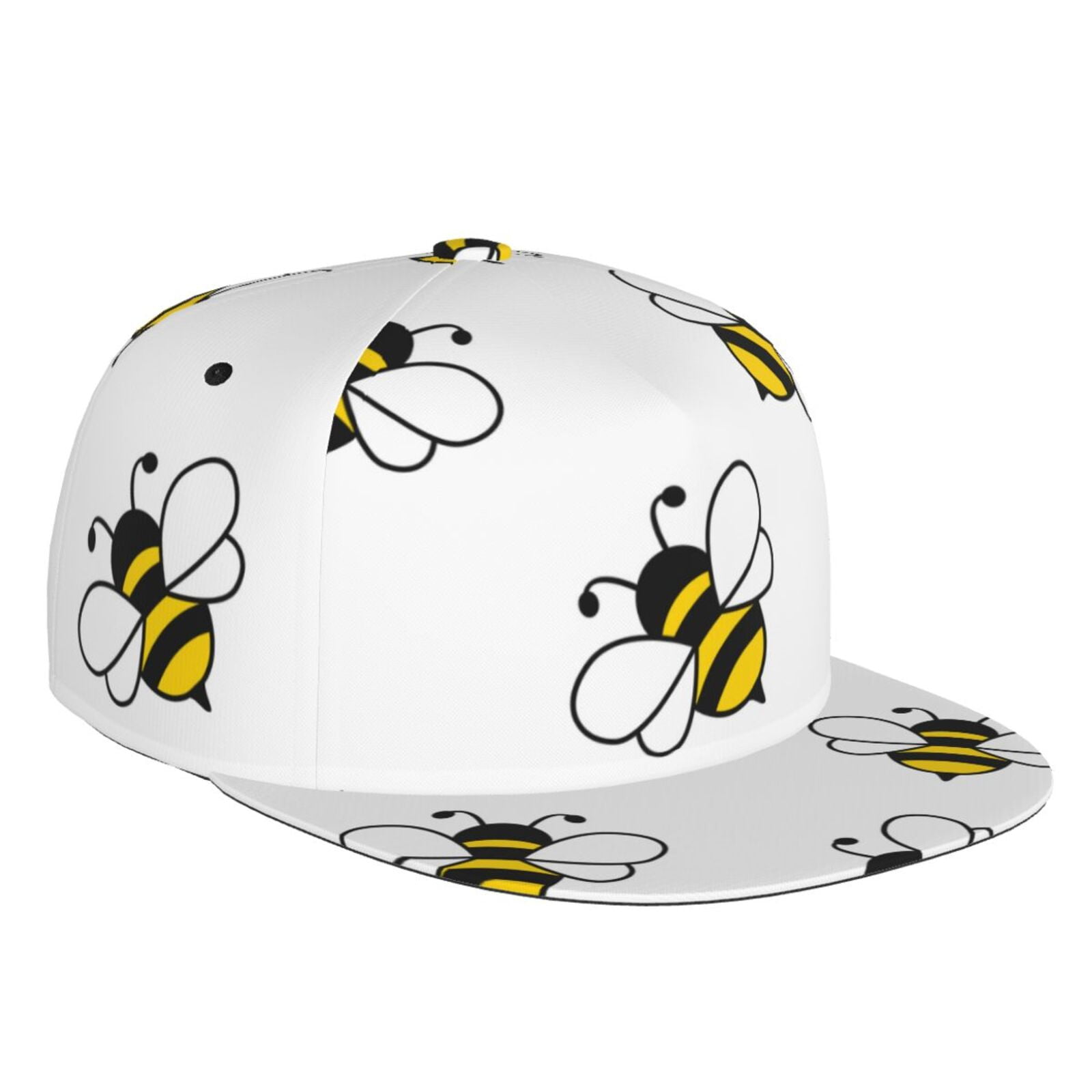 Adjustable Baseball Cap, cartoon bee Flat Bill Trucker Flat Brim Hats Dad Hat for Men Women ...