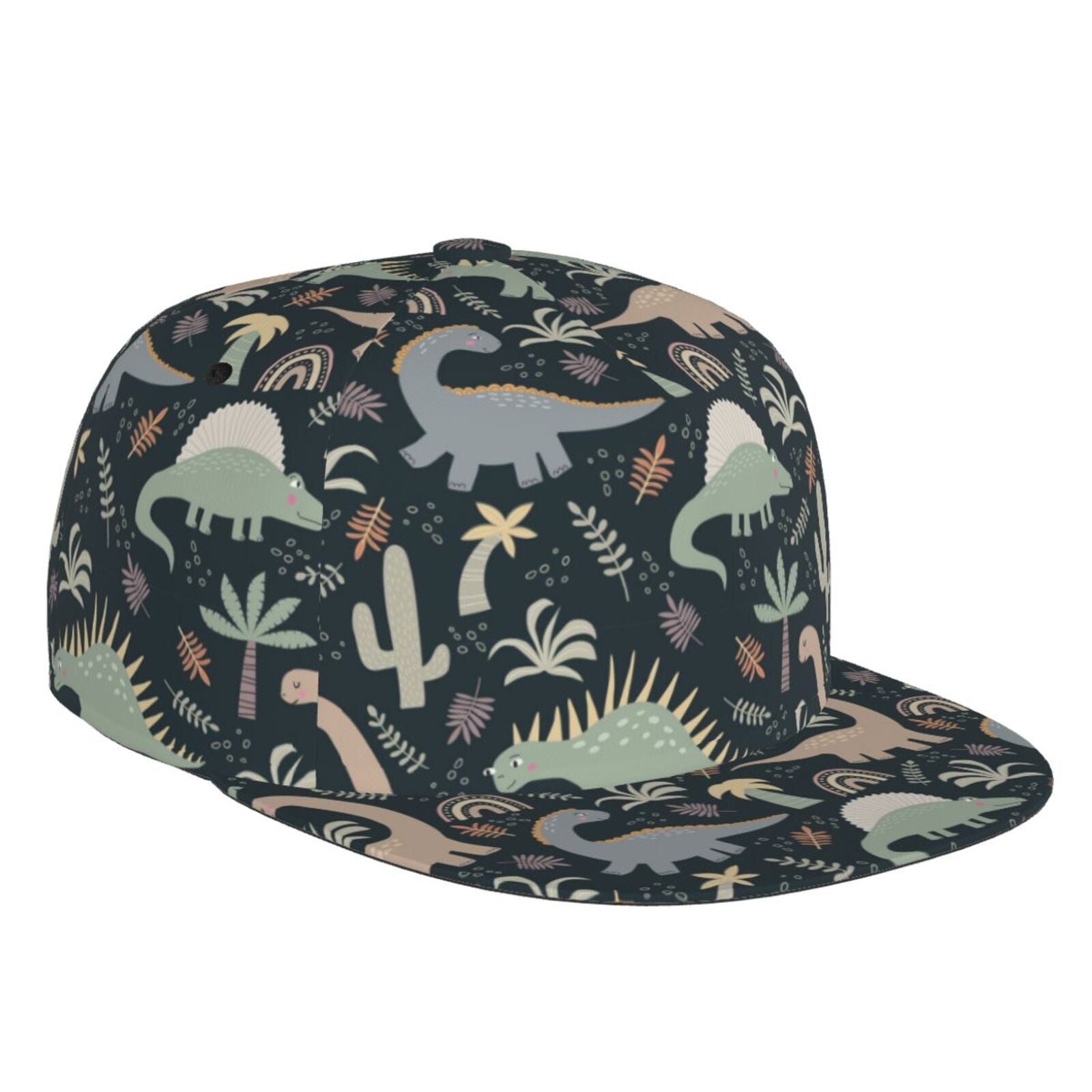 Adjustable Baseball Cap, cartoon cute Dinosaur print Flat Bill Trucker ...