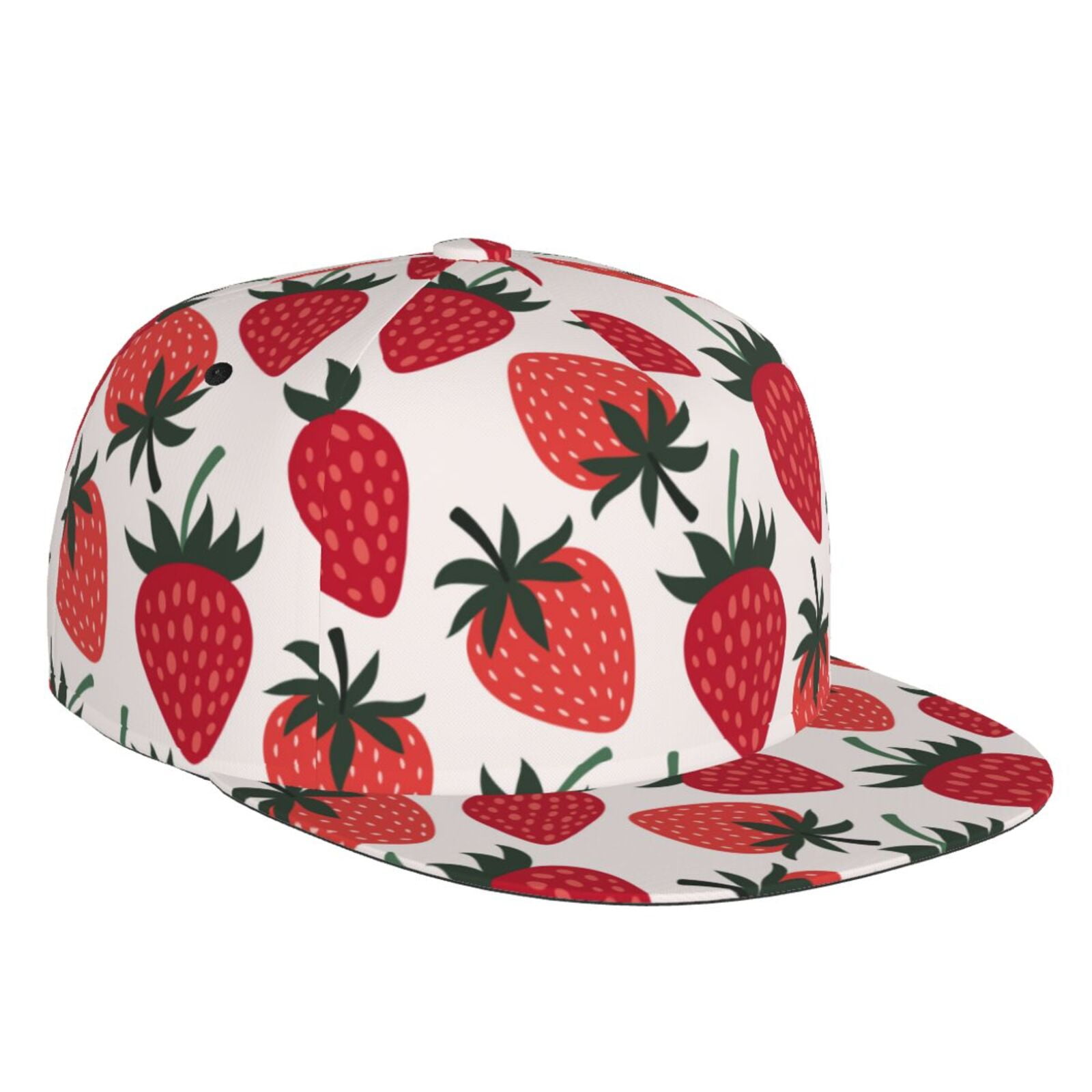 Adjustable Baseball Cap, cute strawberries print Flat Bill Trucker Flat ...