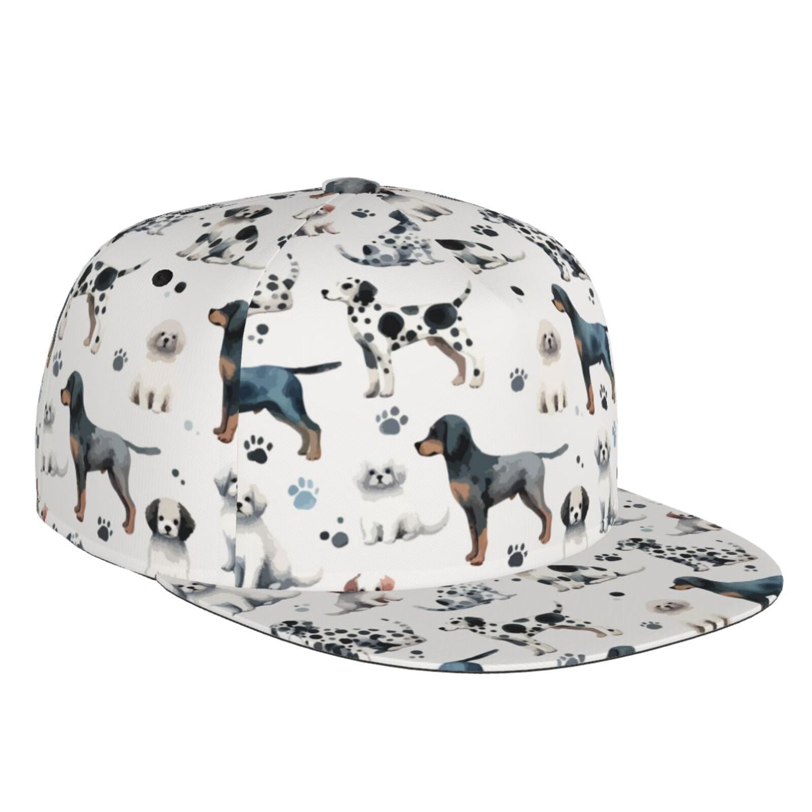 Adjustable Baseball Cap, funny Cute Dog Dalmatian Flat Bill Trucker ...
