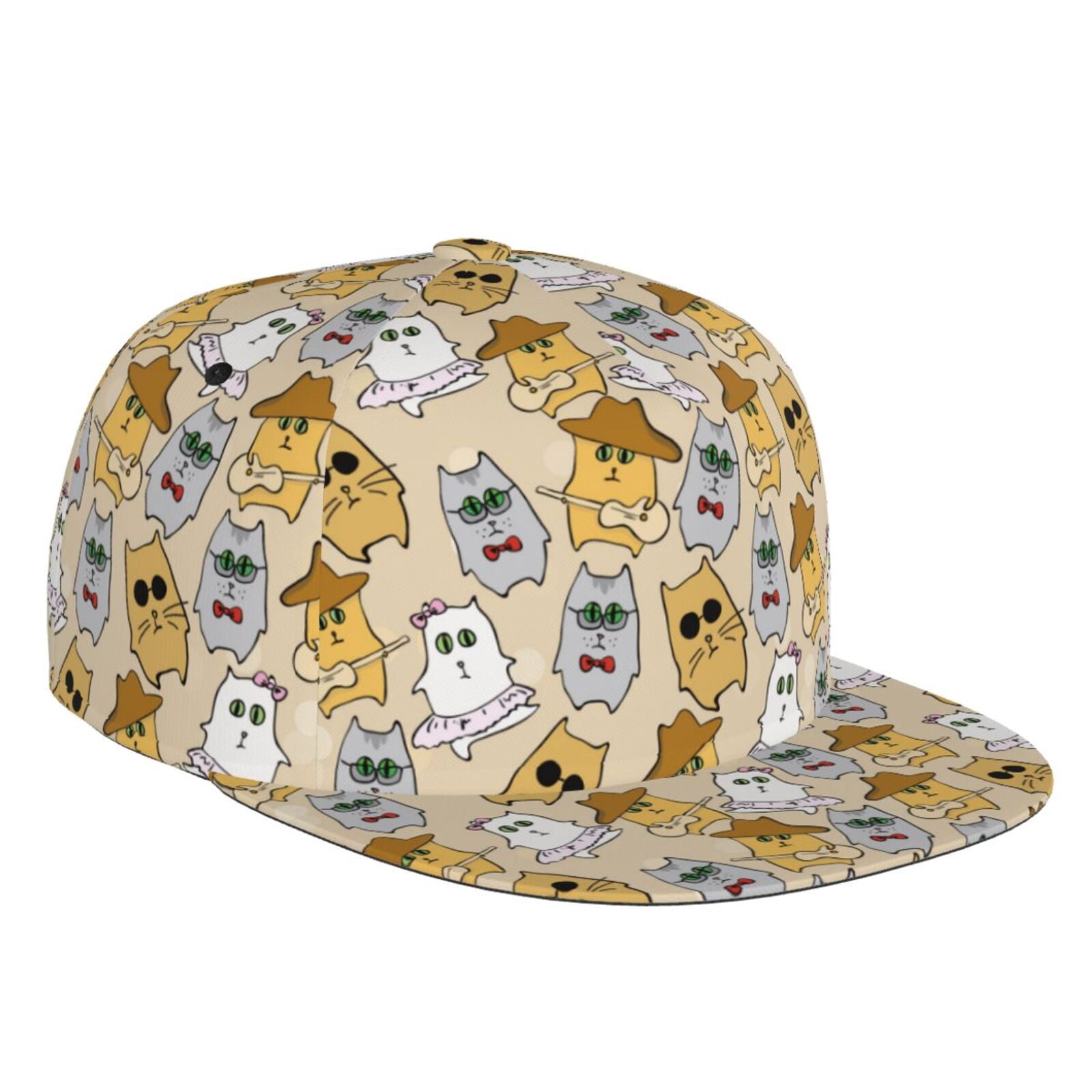 Adjustable Baseball Cap, funny cat_A Flat Bill Trucker Flat Brim Hats ...