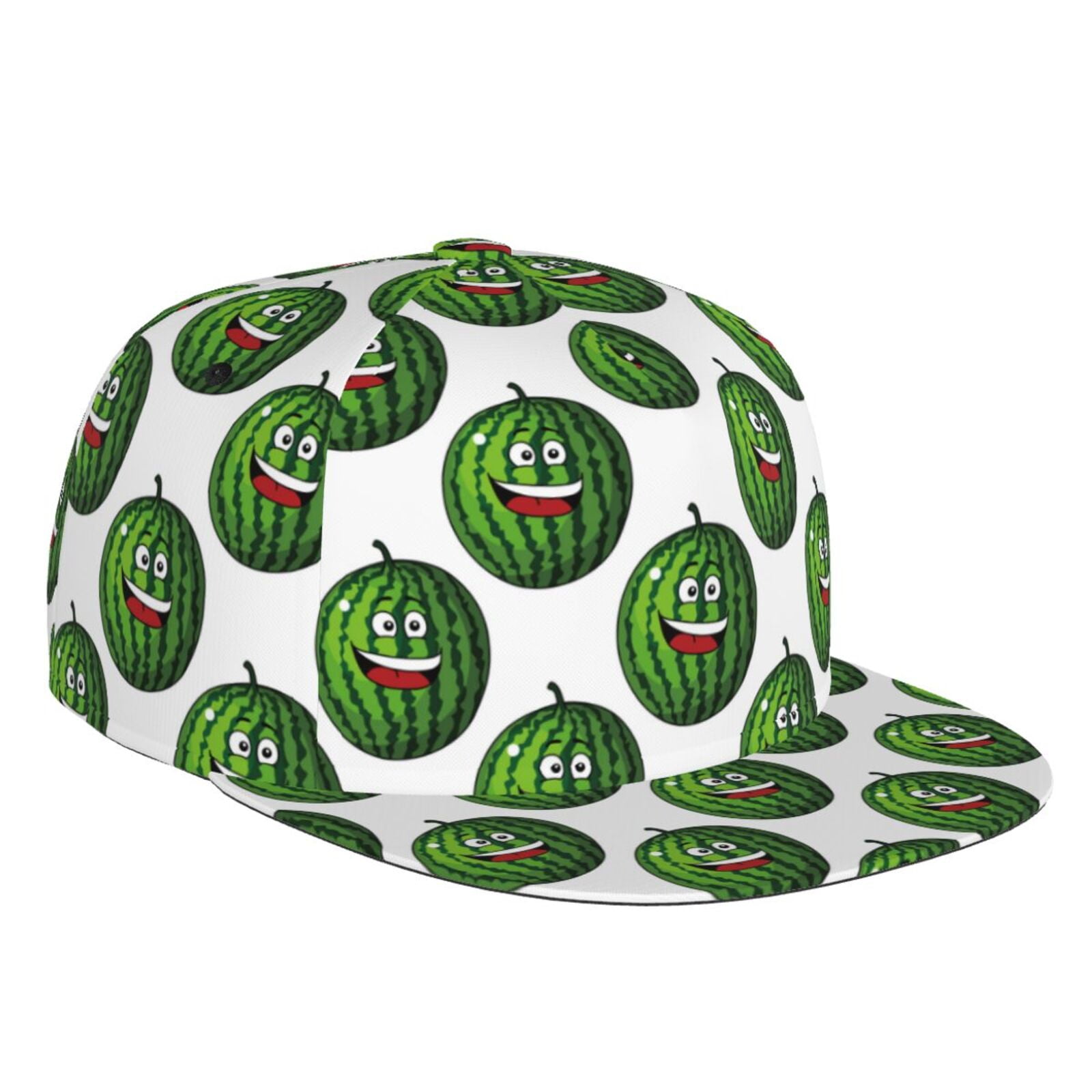 Adjustable Baseball Cap, happy watermelon Flat Bill Trucker Flat Brim ...
