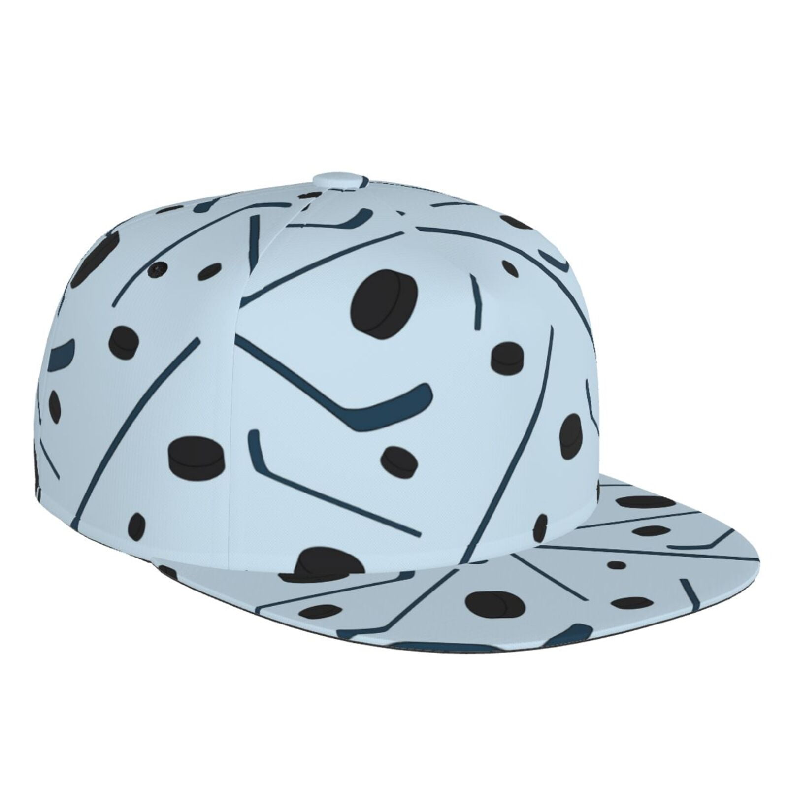 Adjustable Baseball Cap, hockey sticks pucks blue print Flat Bill ...