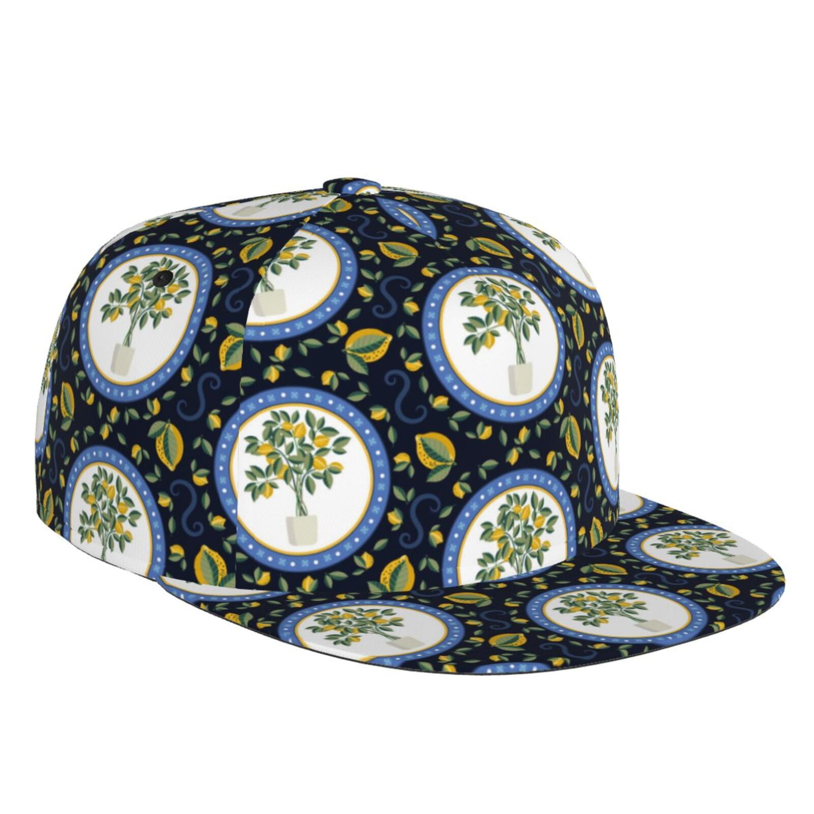 Adjustable Baseball Cap, lemons Sicilian style navyblue Flat Bill ...