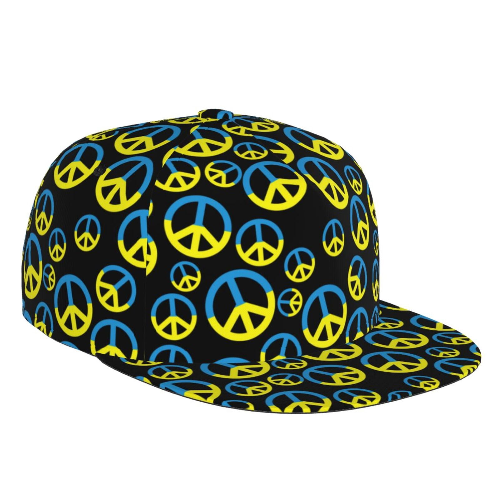 Adjustable Baseball Cap, peace sign flag Flat Bill Trucker Flat Brim ...