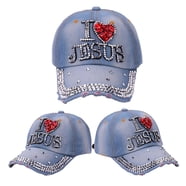 Top Headwear I Love Jesus Hat - Womens Rhinestone Crystal Pattern ...