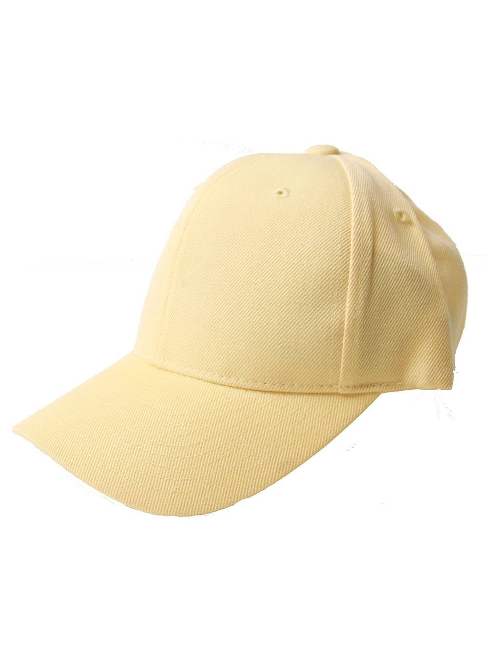 Adjustable Baseball Structured Cap Hat, Pale Yellow - Walmart.com