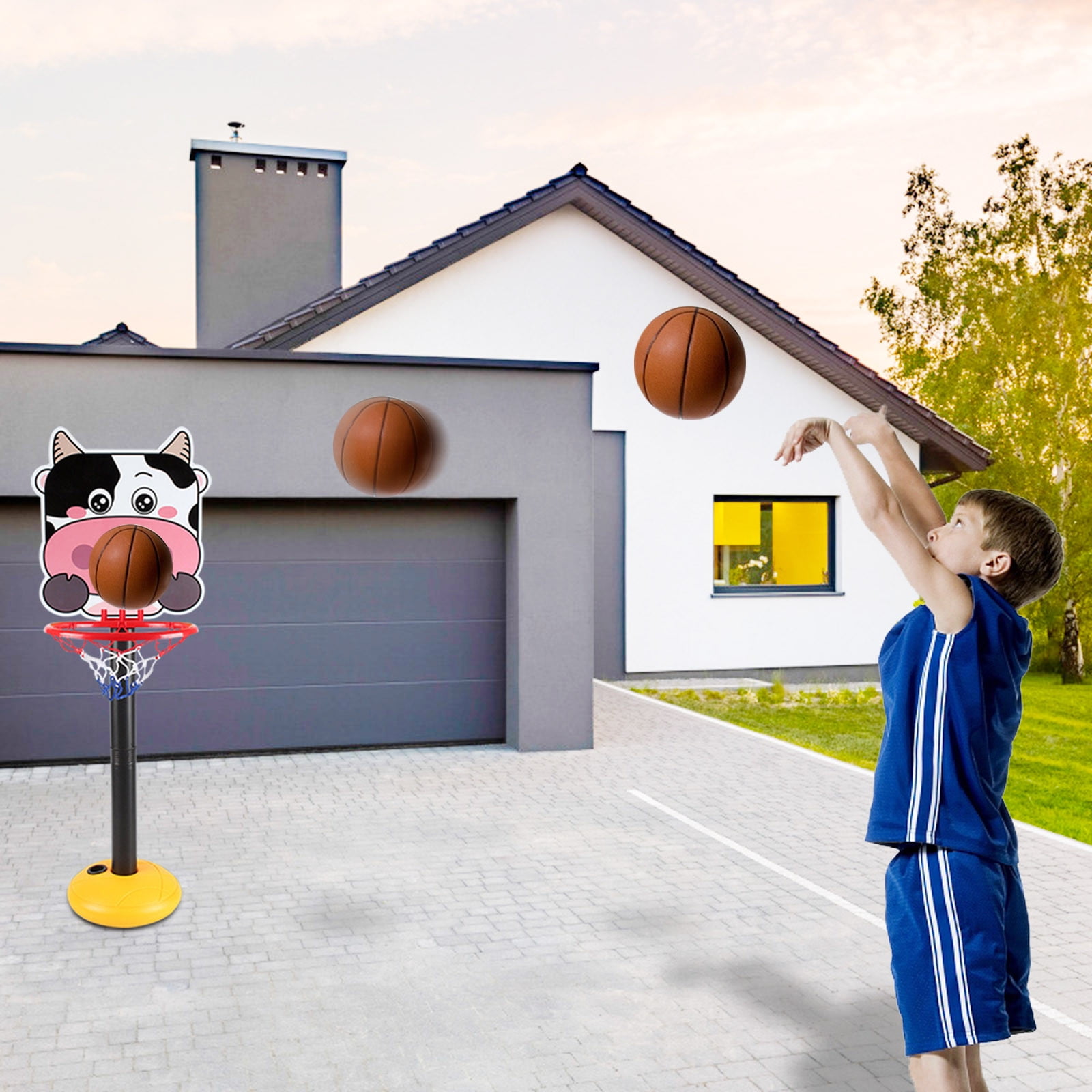 Adjustable Basketball Hoop Stand for Kids Ages 3-12, Indoor Outdoor ...