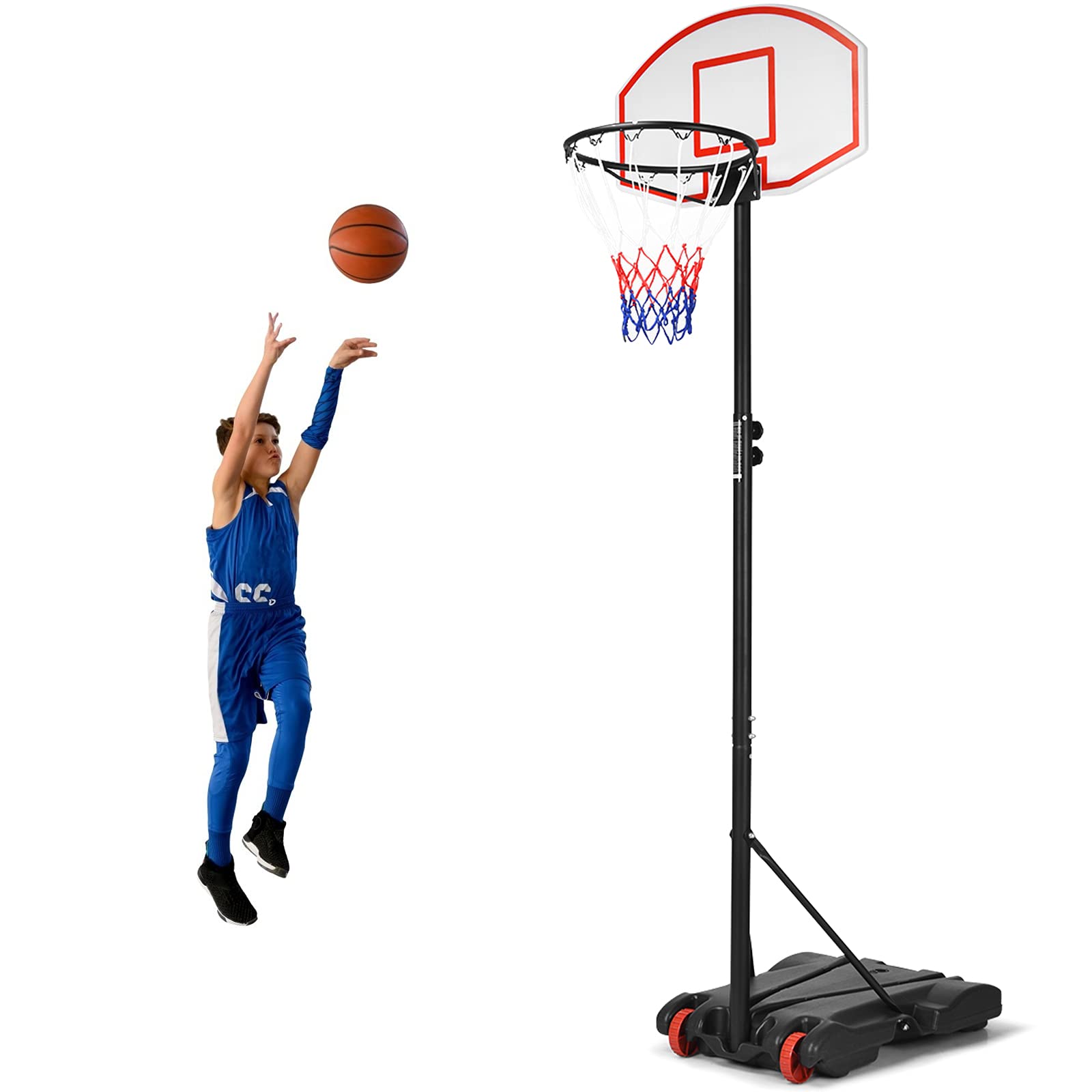 Adjustable Basketball Hoop Stand System, 7.1-8.1FT Portable Basketball ...