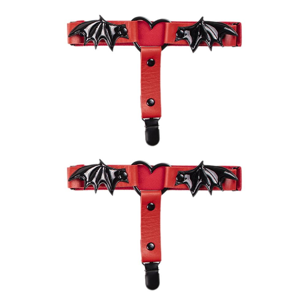 Adjustable Bat-Shaped Leg Garter with Slip Clips, dark punk style ...