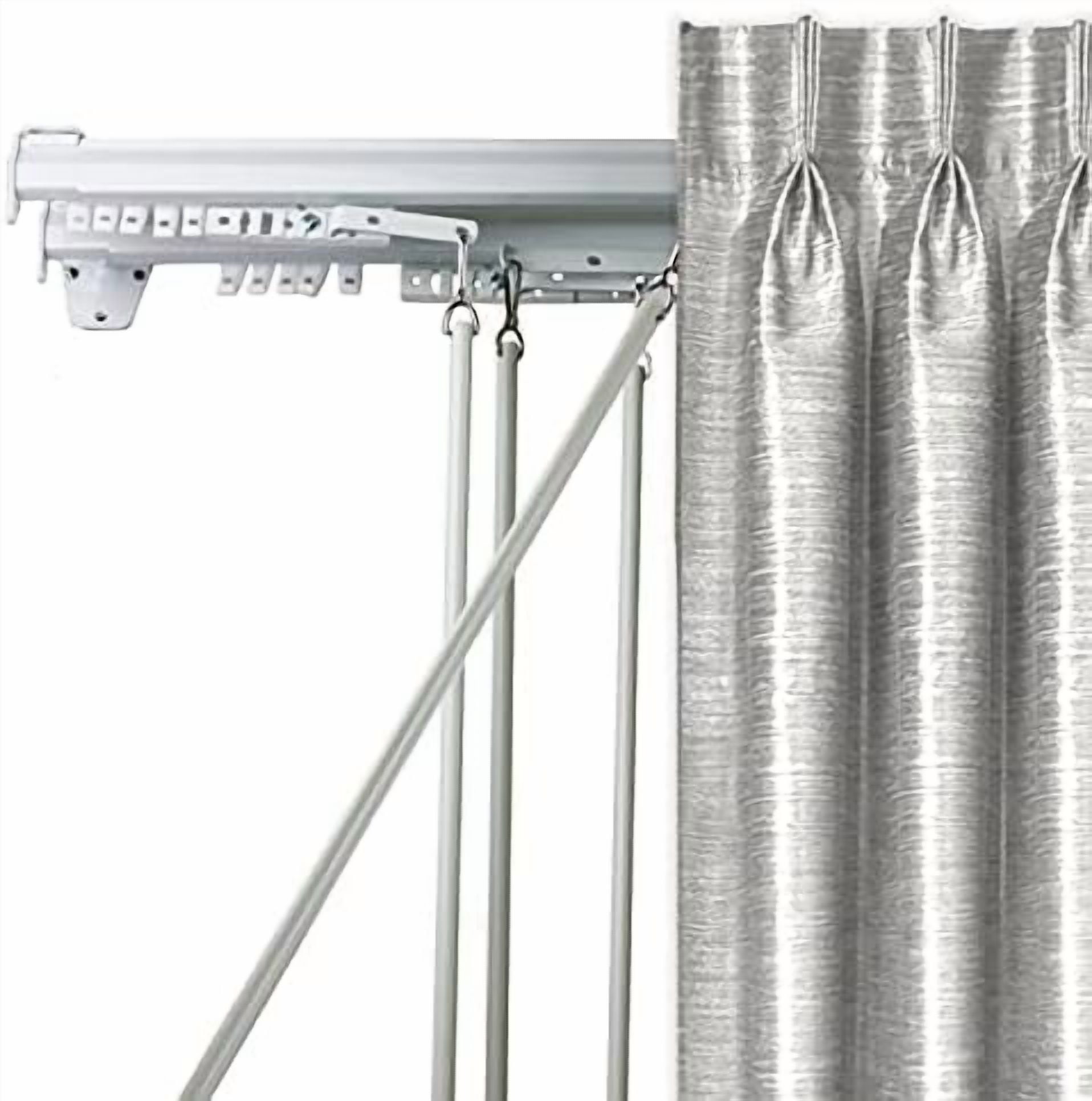Adjustable Baton Draw Double Traverse Curtain Rod White/66-120 ...