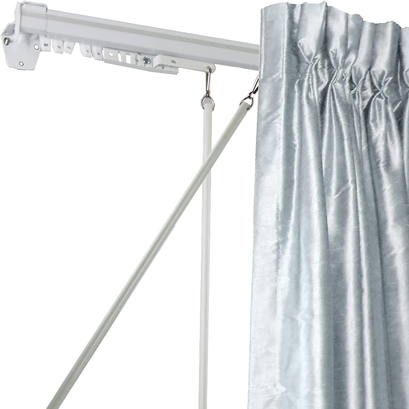 Adjustable Baton Draw Traverse Curtain Rod White/66-120 - Walmart.com
