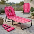 Adjustable Beach Chaise Lounge Chair with Face Hole, Removable Pillows ...