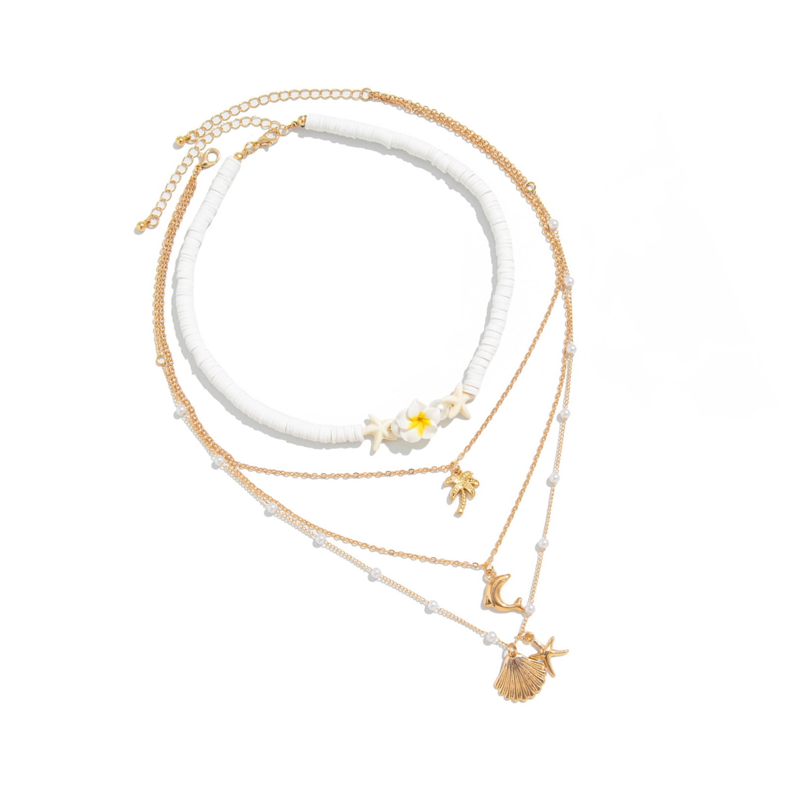 Adjustable Beach Shell Necklace for Women Bohemian Soft Pottery Beads ...