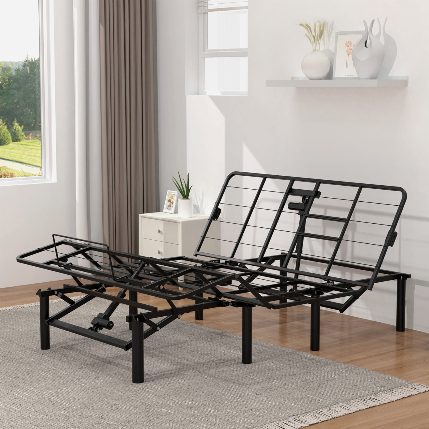 Adjustable Bed Base Frame Head and Foot Incline Quiet Motor Queen Size ...