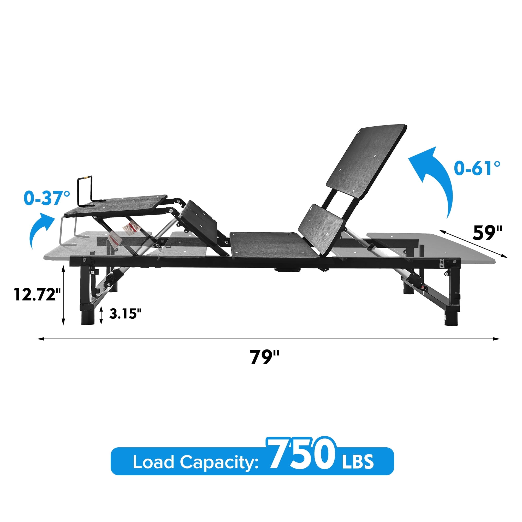 Adjustable Bed Base Frame Queen Size - Zero Gravity, Wireless Remote ...