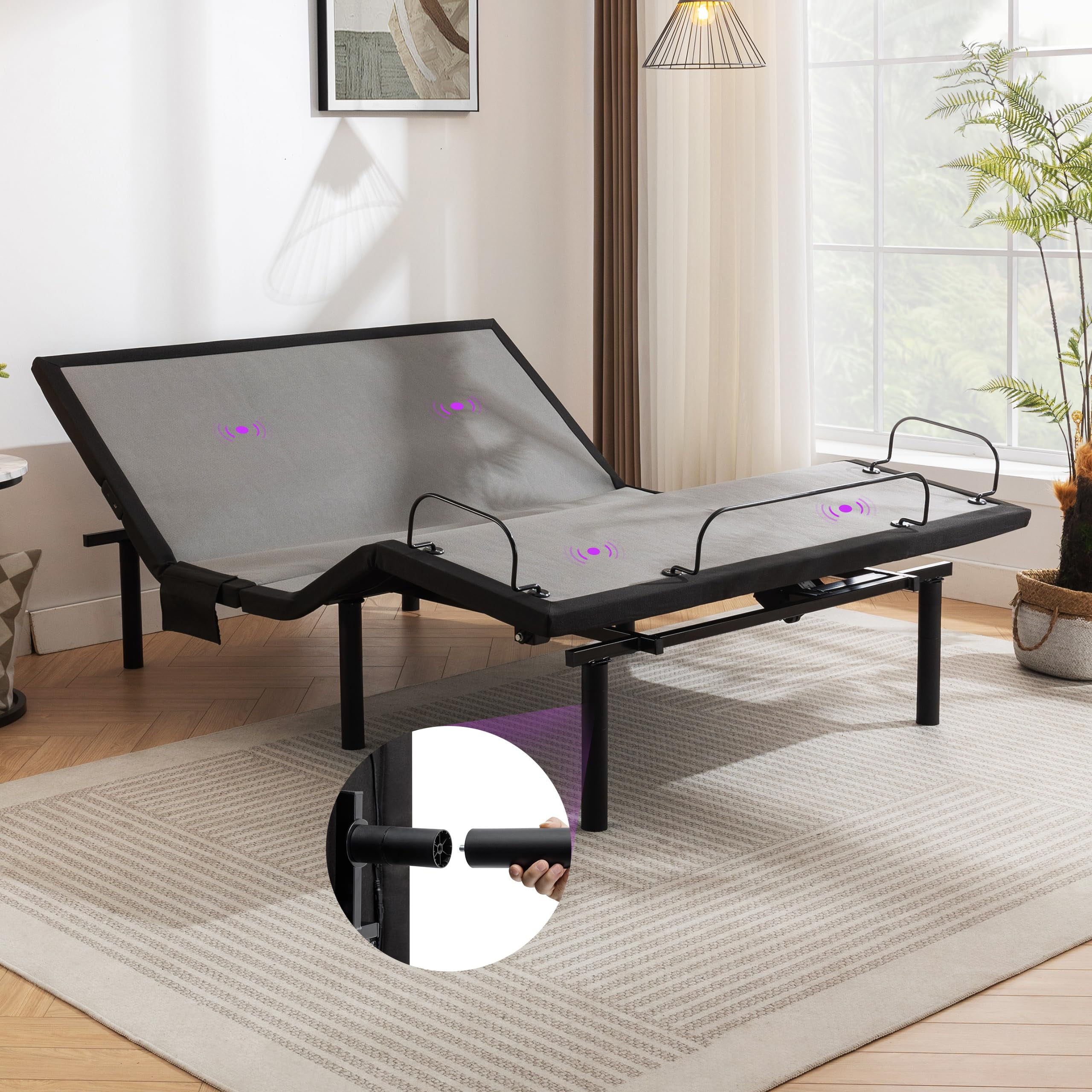 Adjustable Bed Frame, Adjustable Bed Base with 4 Height Adjustable Leg ...