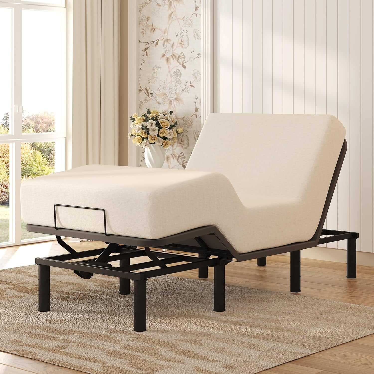 Adjustable Bed Frame, Electric Bed Base w/Oxford Fabric Bedspread ...