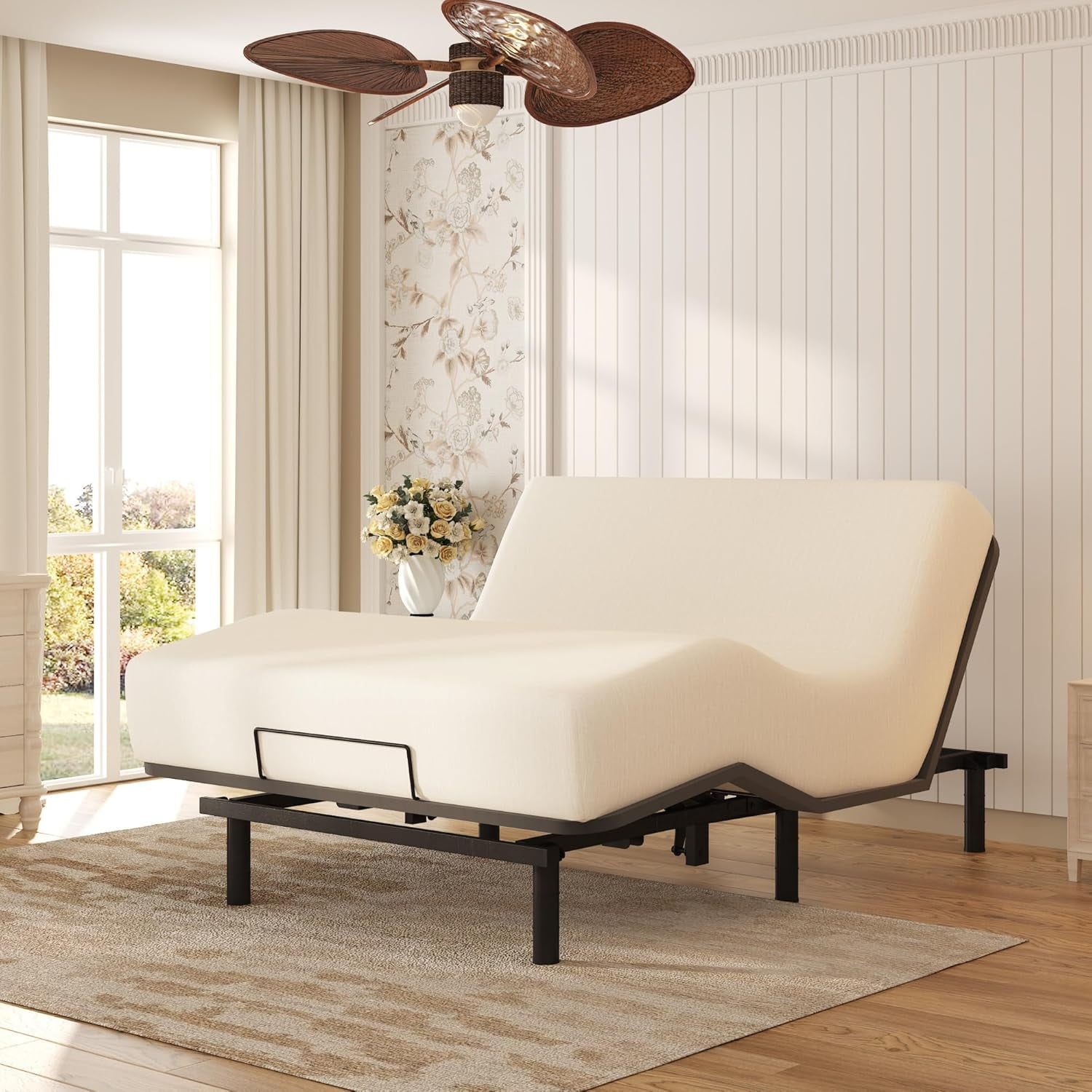 Adjustable Bed Frame, Electric Bed Base w/Oxford Fabric Bedspread ...