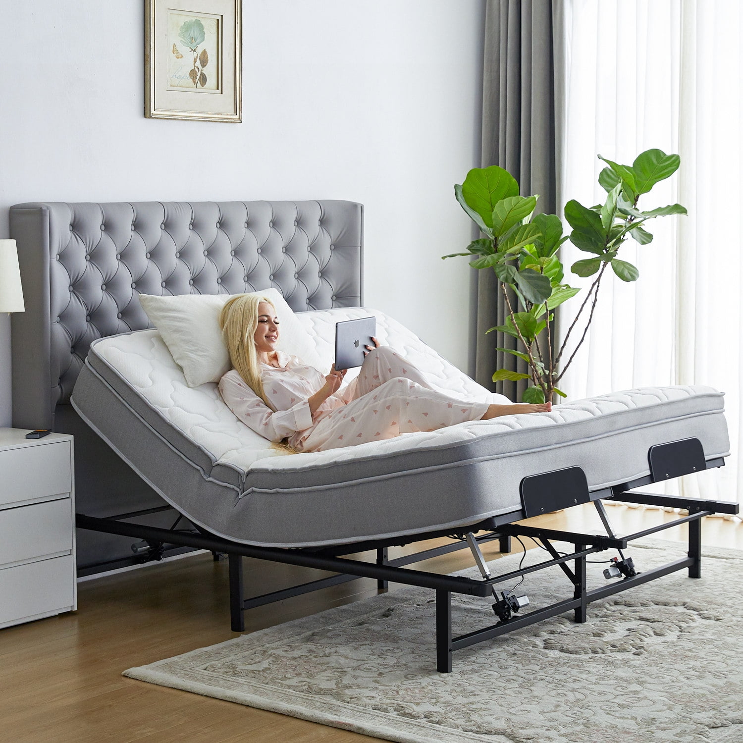 Adjustable Bed Frame Queen, Ergonomic Electric Bed Base, Zero Gravity ...