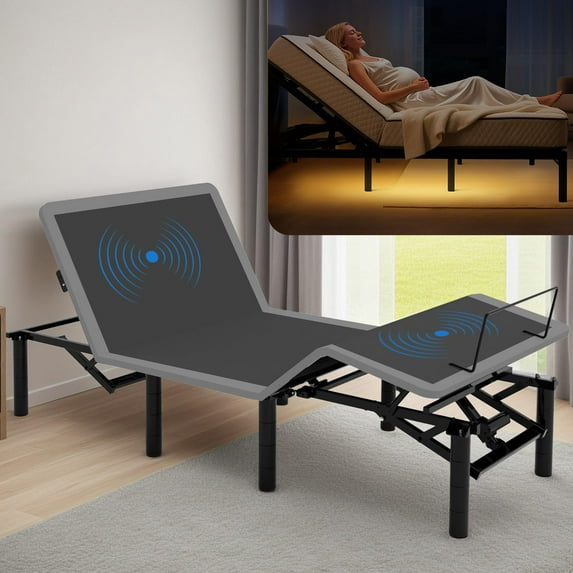 Adjustable Bed Frame with Remote, Adjustable Bed Base with Massage Head ...