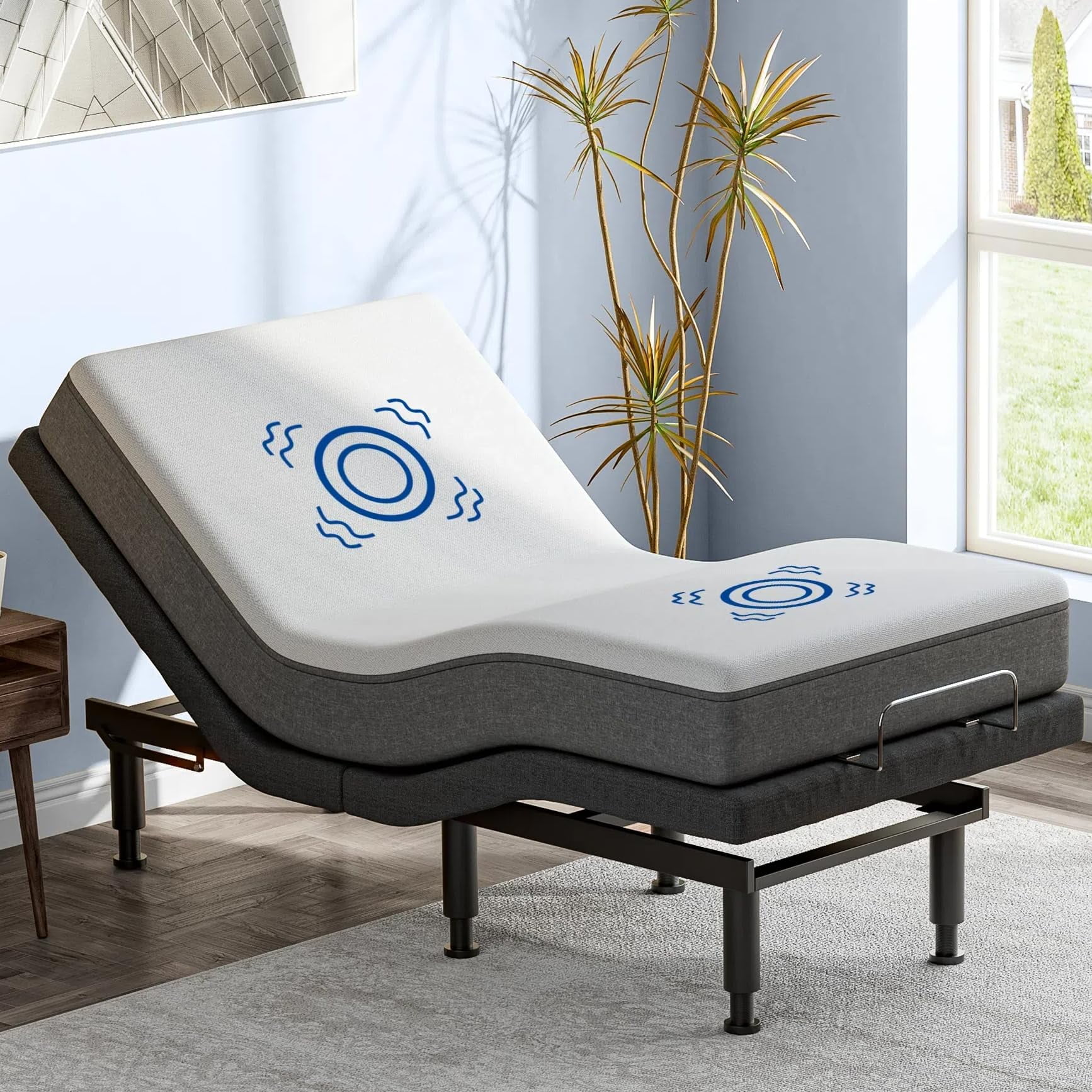 Adjustable Bed Frame Twin XL with Massage, Electric Bed Base Frame with ...