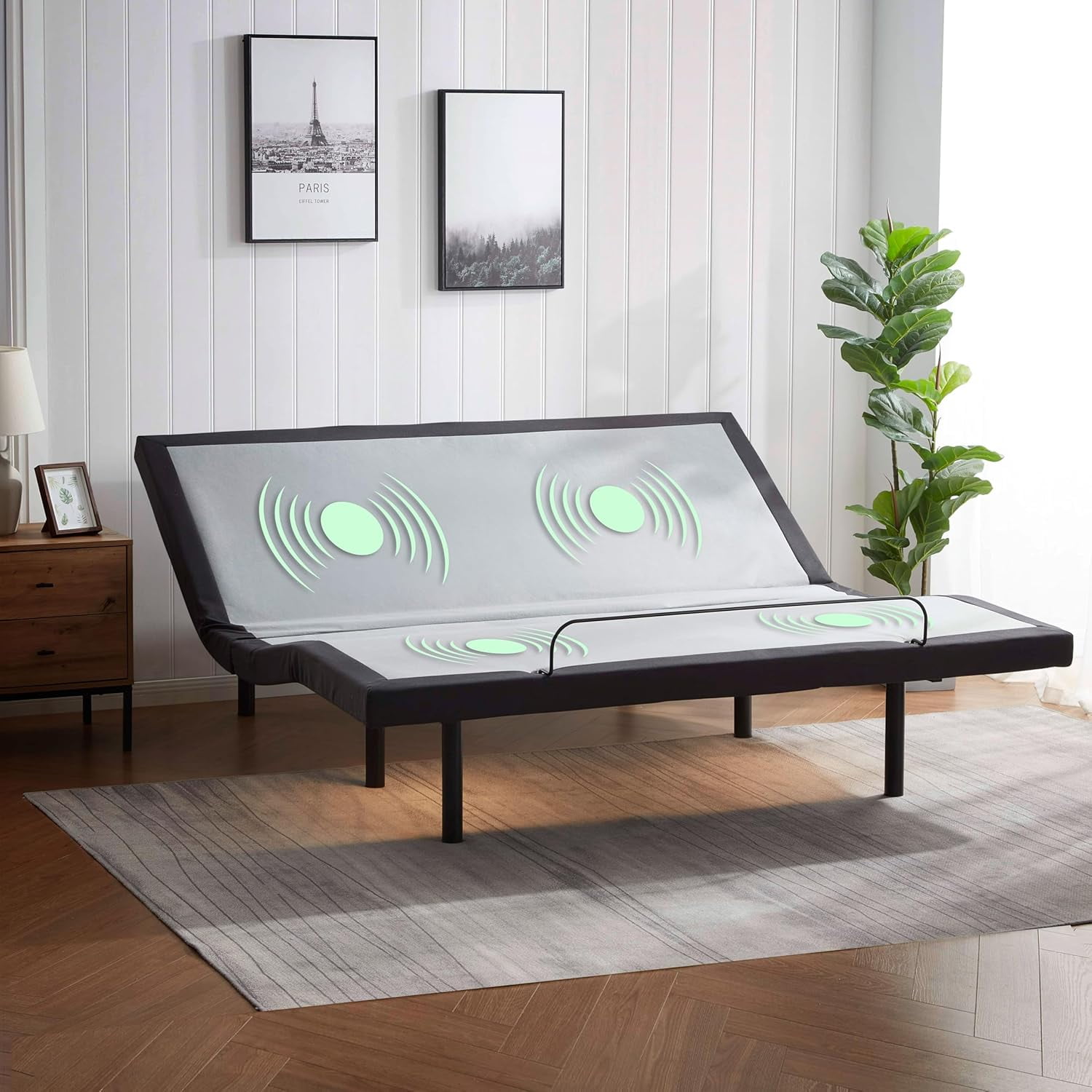 Adjustable Bed Frame, Zero clearance Adjustable Massage Bed Frame with ...