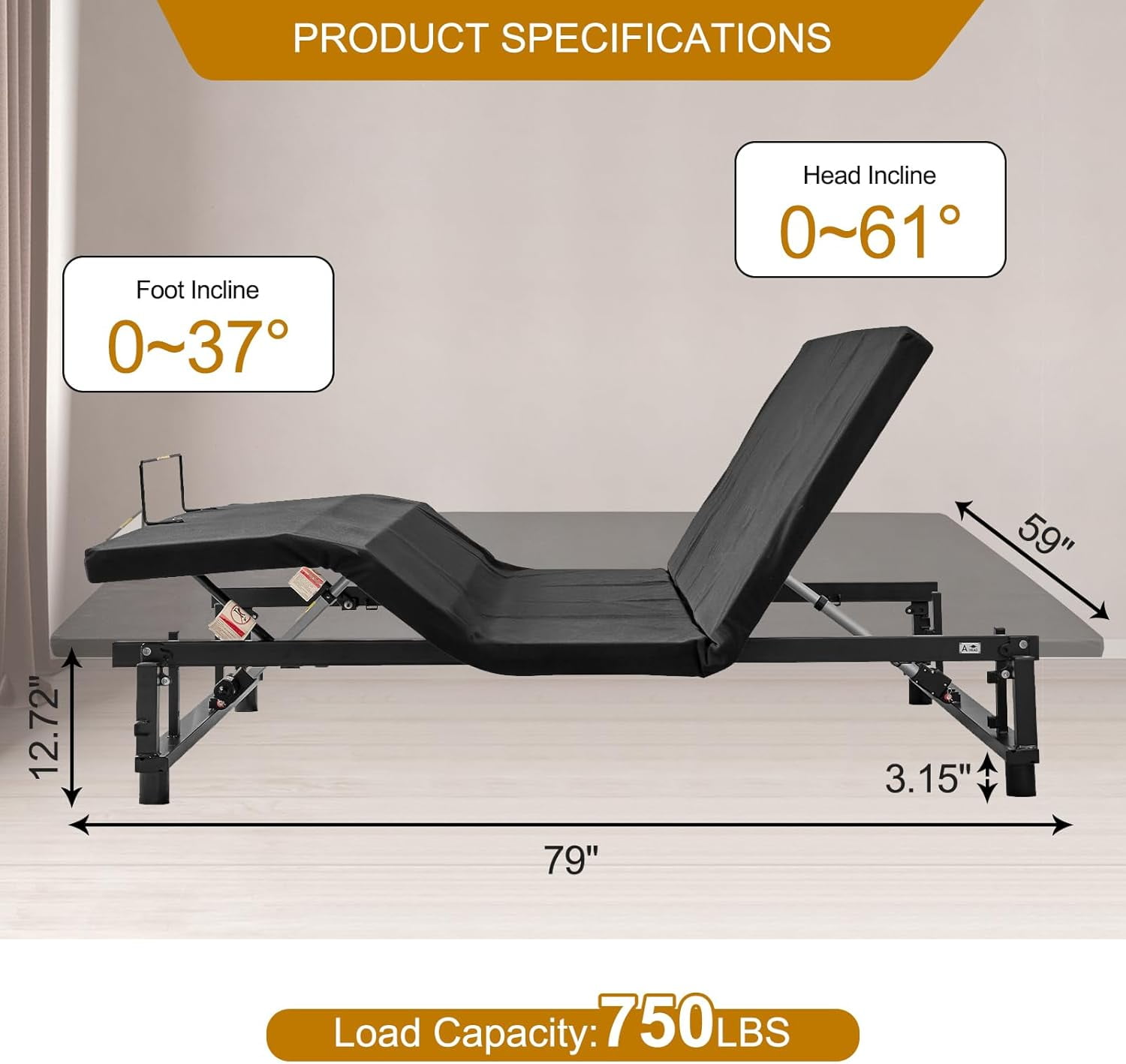 Adjustable Bed Frame with /Feet Incline, Wireless Remote, USB Ports ...