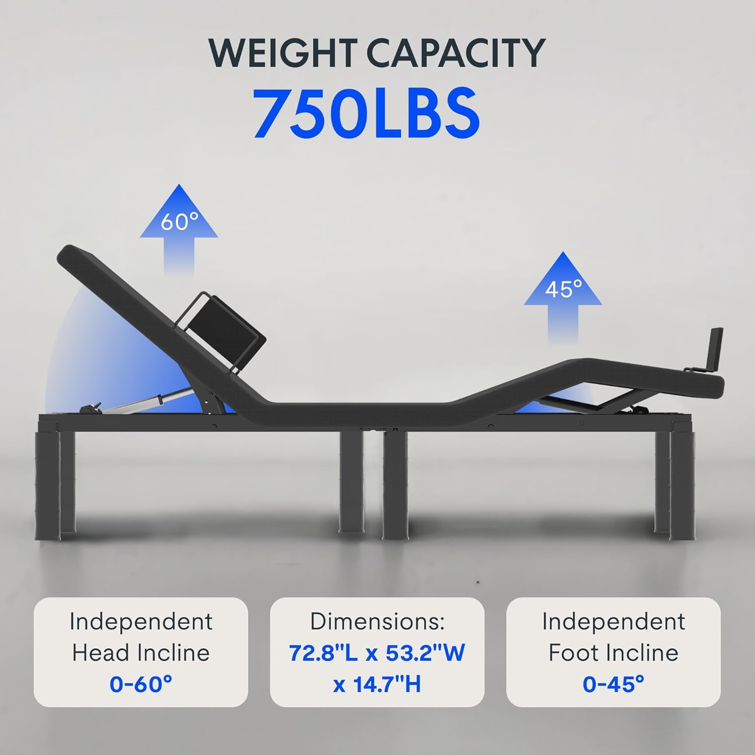 Adjustable Bed Frame with Massage, Zero , Quick Assembly, Under-Bed ...