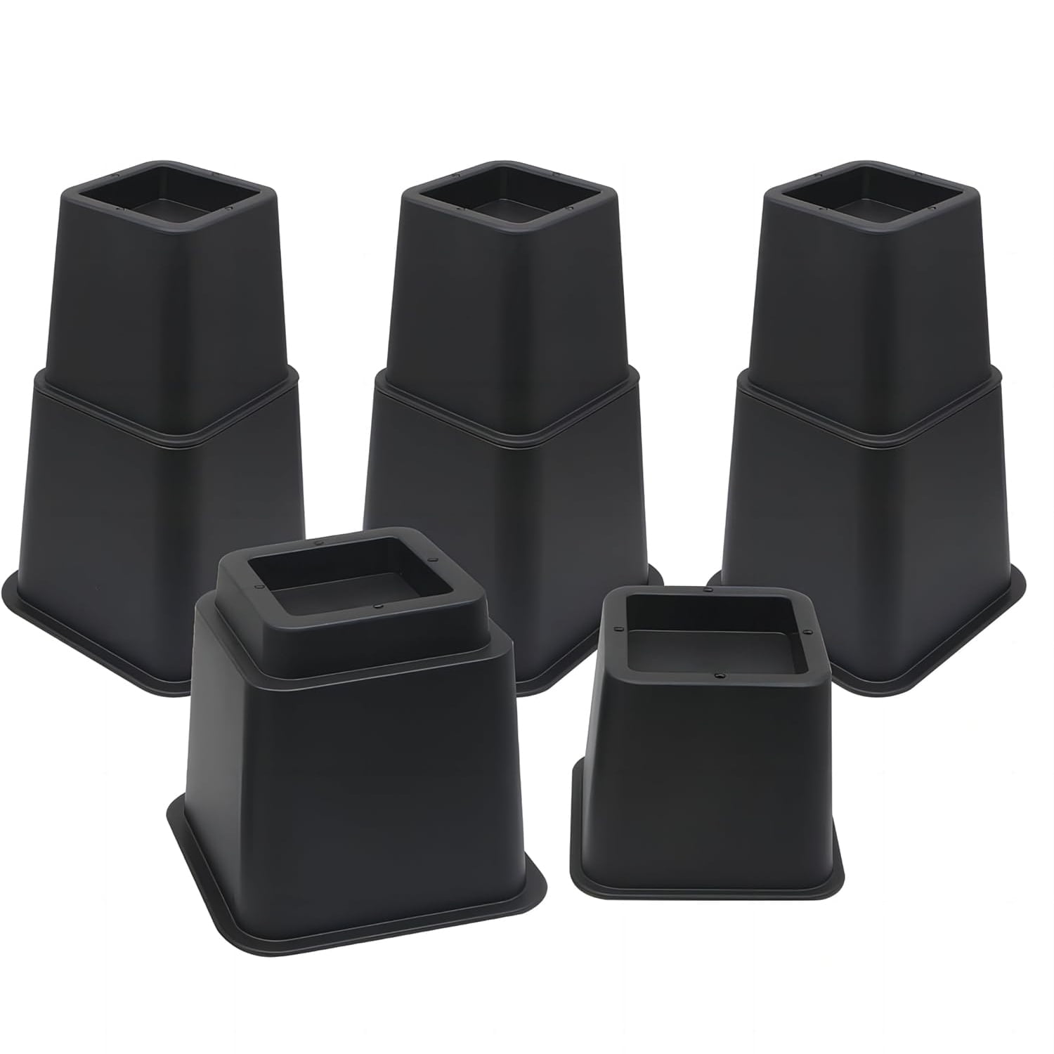 Adjustable Bed Furniture Risers Black 4 Set 8Pcs - Elevation in Heights ...