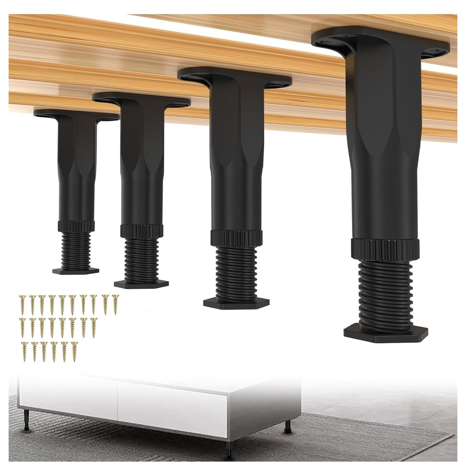 Adjustable Bed Legs 4-Pack - 6-11" Plastic Furniture Support Legs for ...