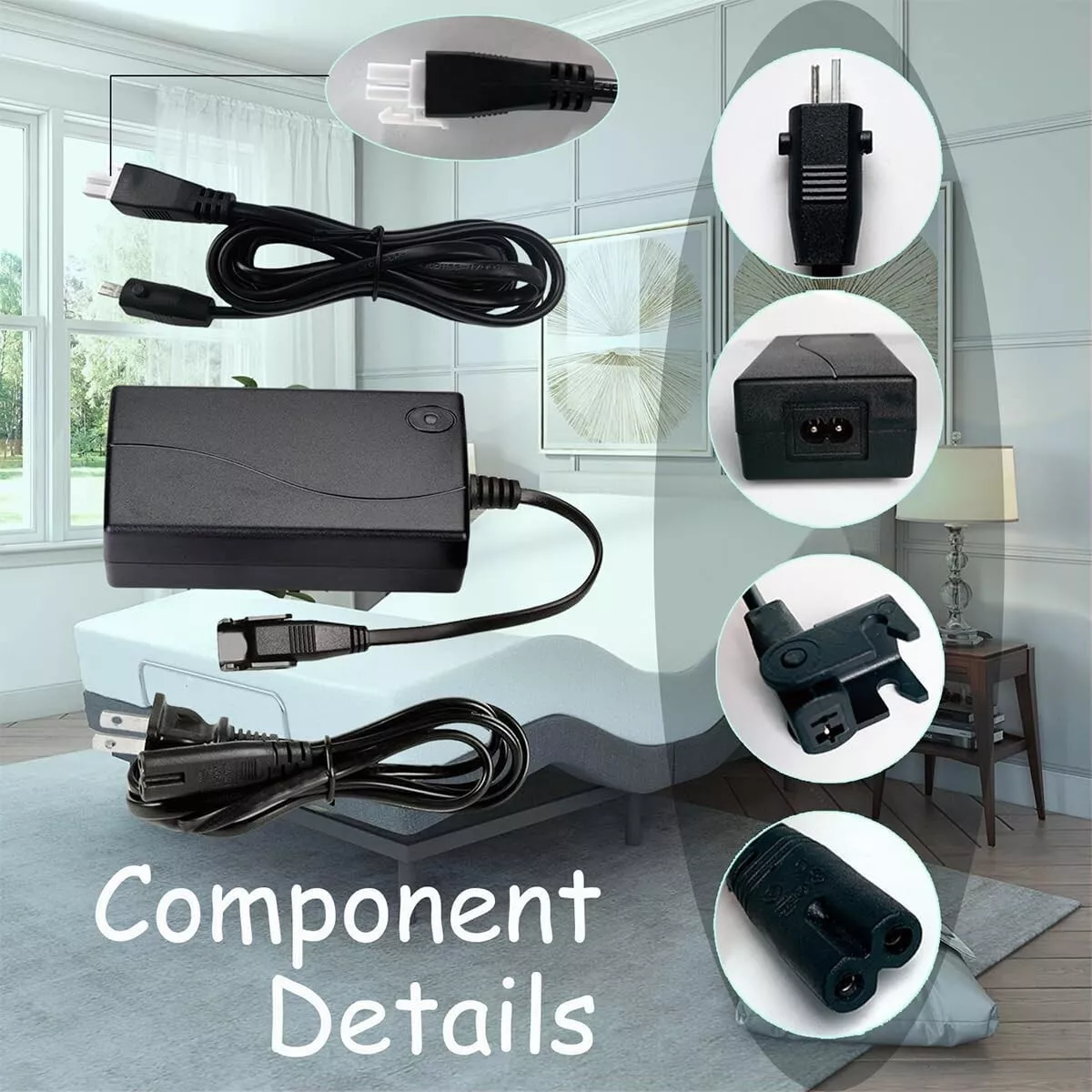 Adjustable Bed Power Adapter 3 Piece Kit for Tempur-Pedic Ashely Ergo ...
