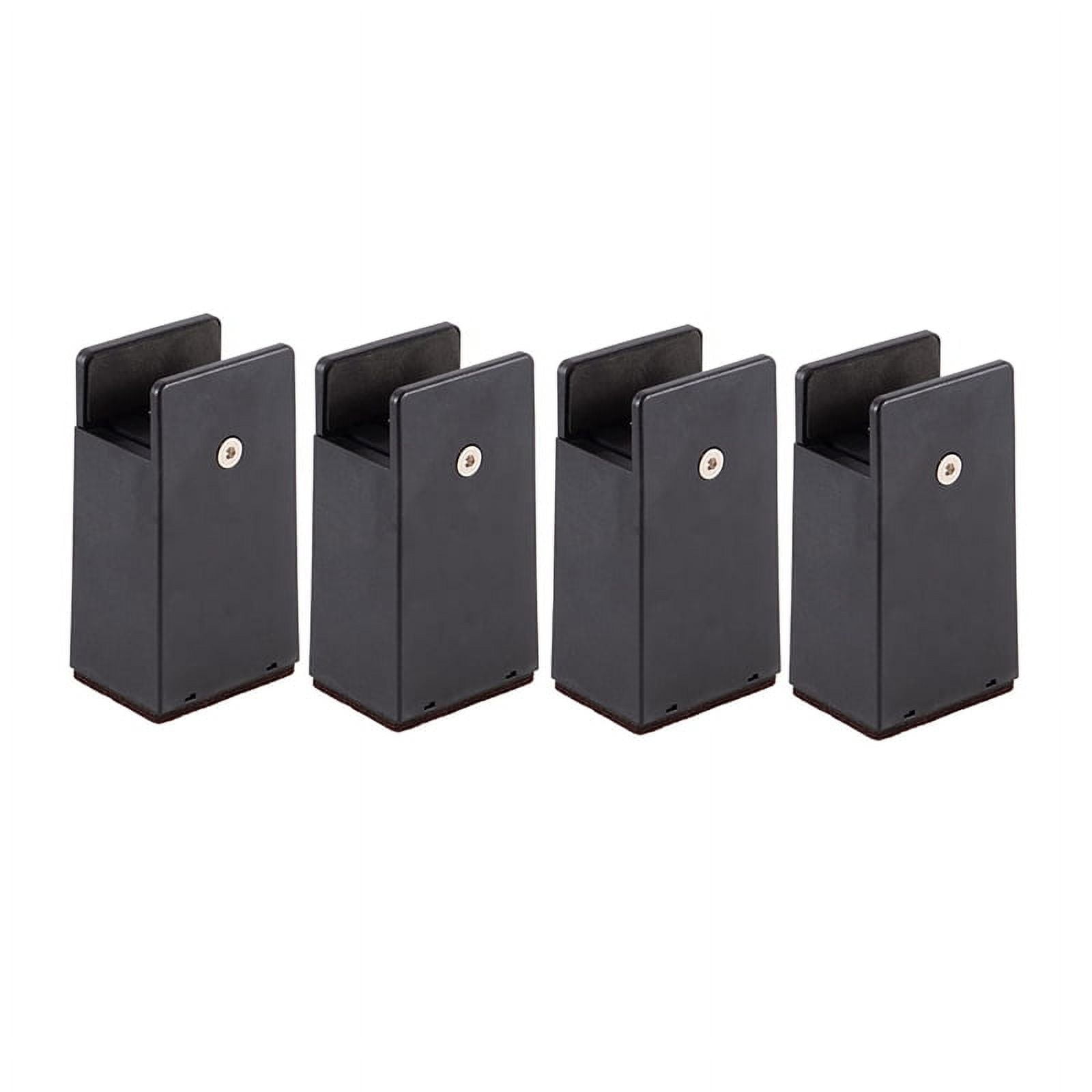 Adjustable Bed Risers, 4In Plastic Furniture Risers, Black with Screw ...