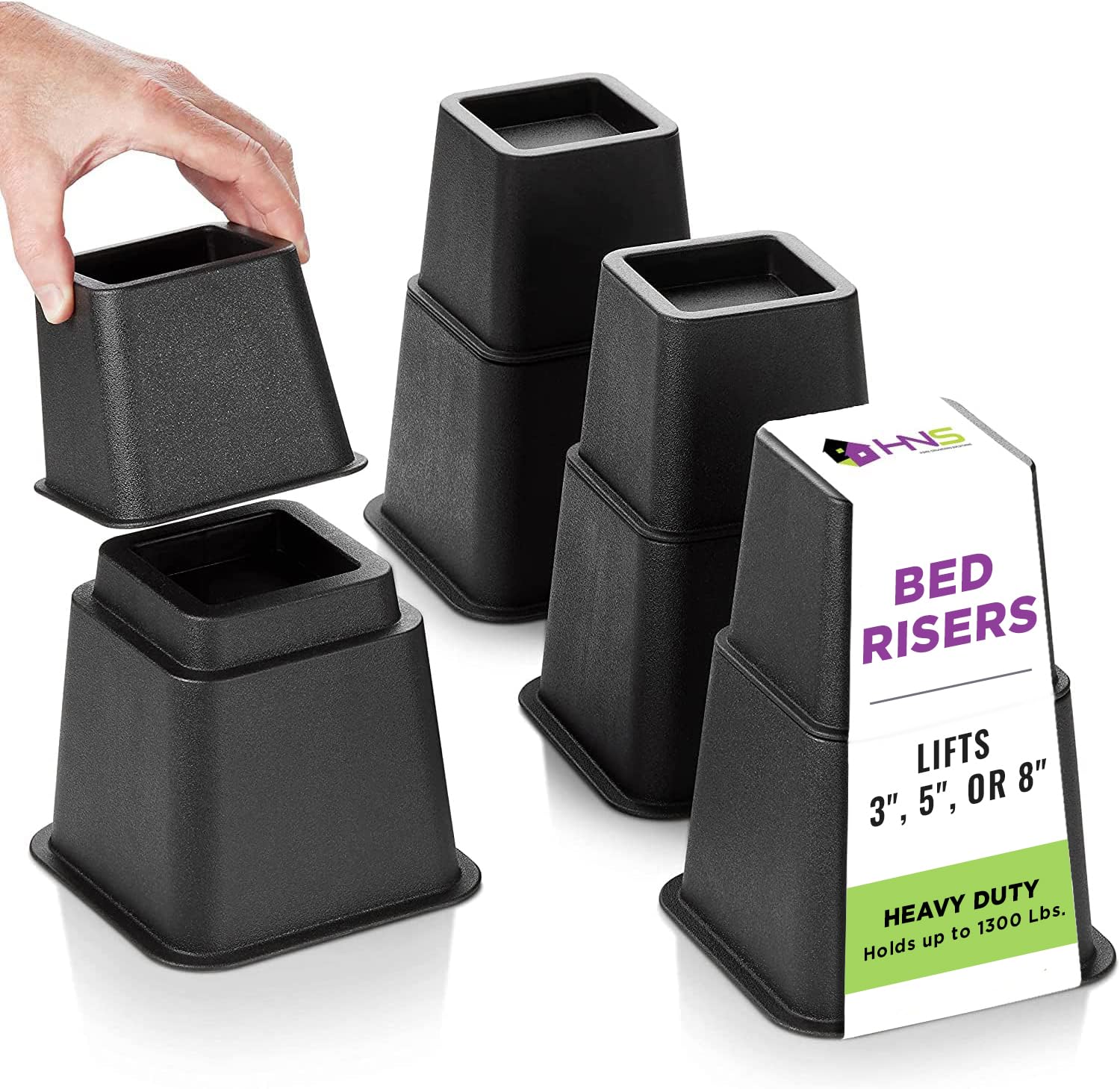Adjustable Bed Risers and Furniture Risers - Stackable Bed Lift 3, 5 ...