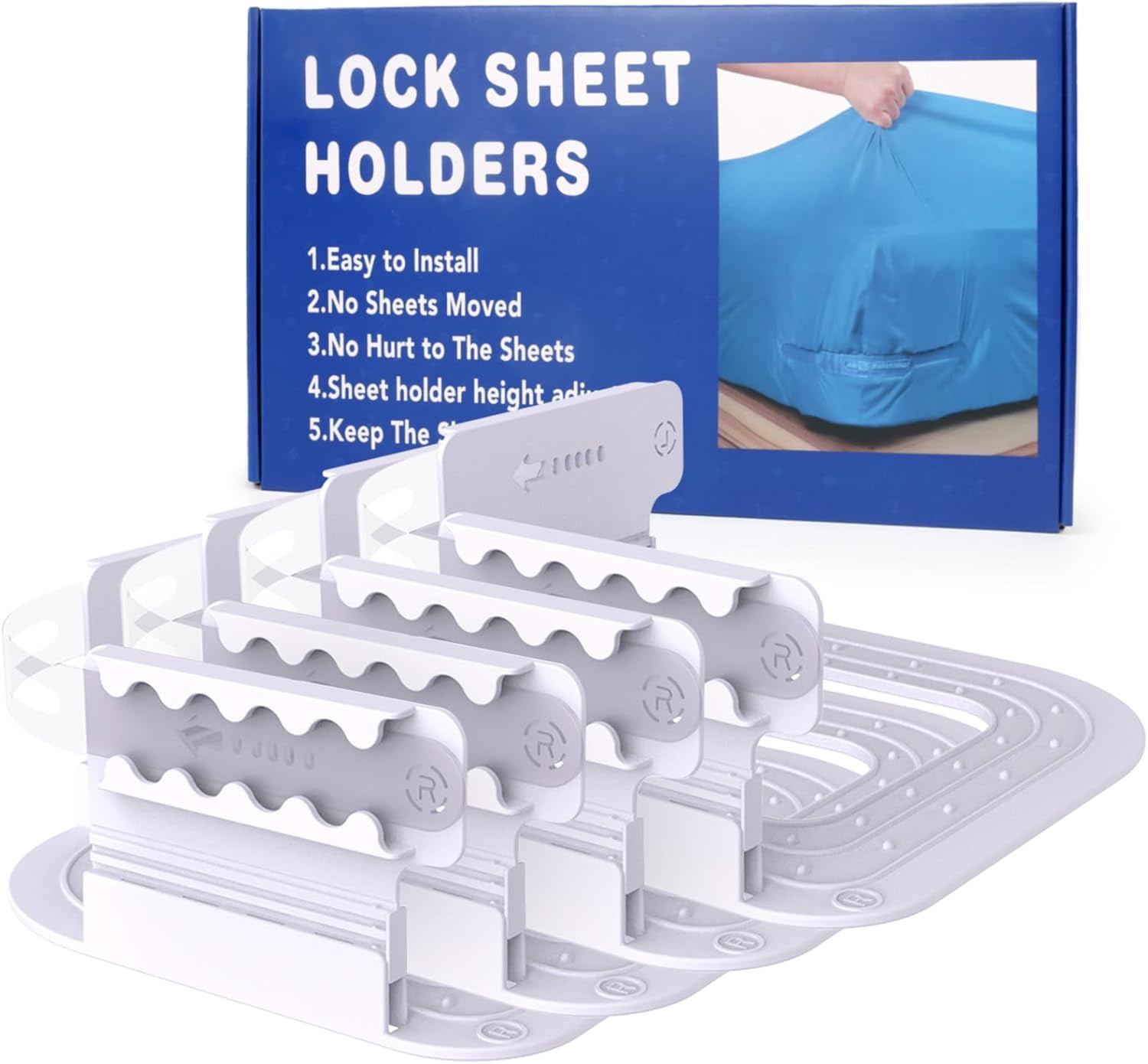 Adjustable Bed Sheet Holders with Lock, Upgraded Bed Sheet Straps Keep ...