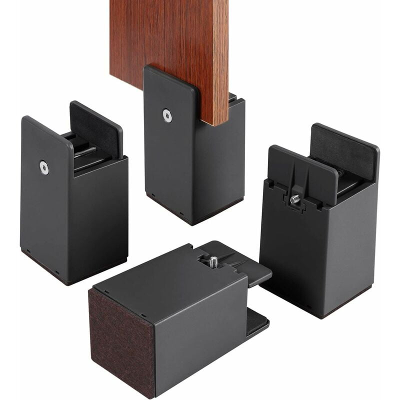 Adjustable Bed and Furniture Risers with Screw Clamp, 4Pcs 10cm ...