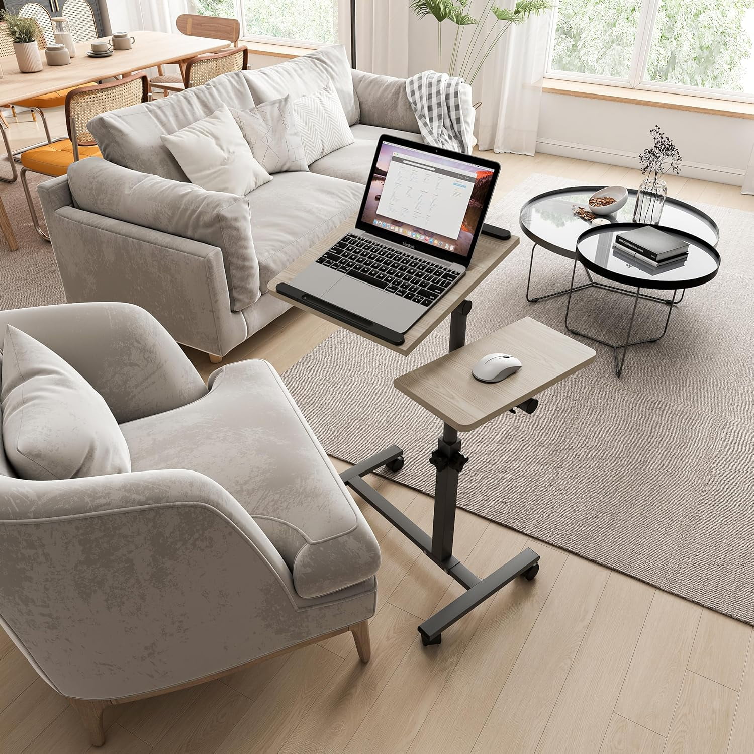 Adjustable Bedside Laptop Desk with Mouse Pad on Wheels, Adjustable ...