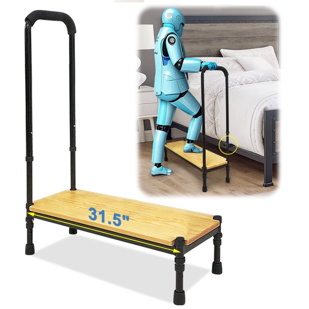 Adjustable Bedside Step Stool with Handle – Wide Platform, Non-Slip ...