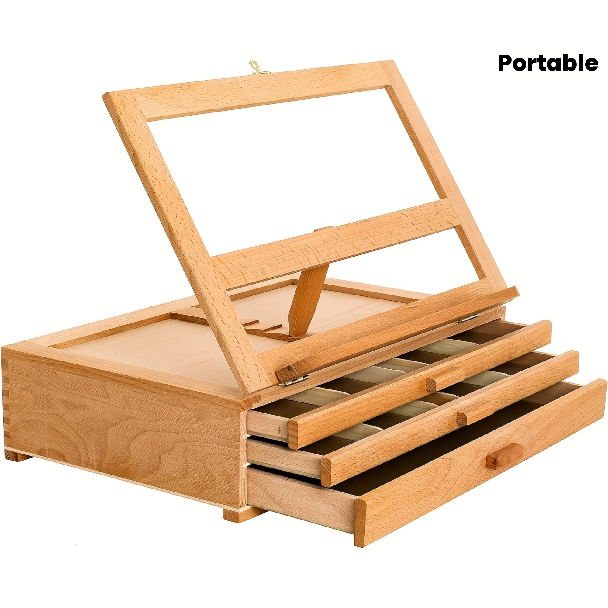 Adjustable Beechwood 3-Drawer Easel & Storage Box, Portable Artist ...