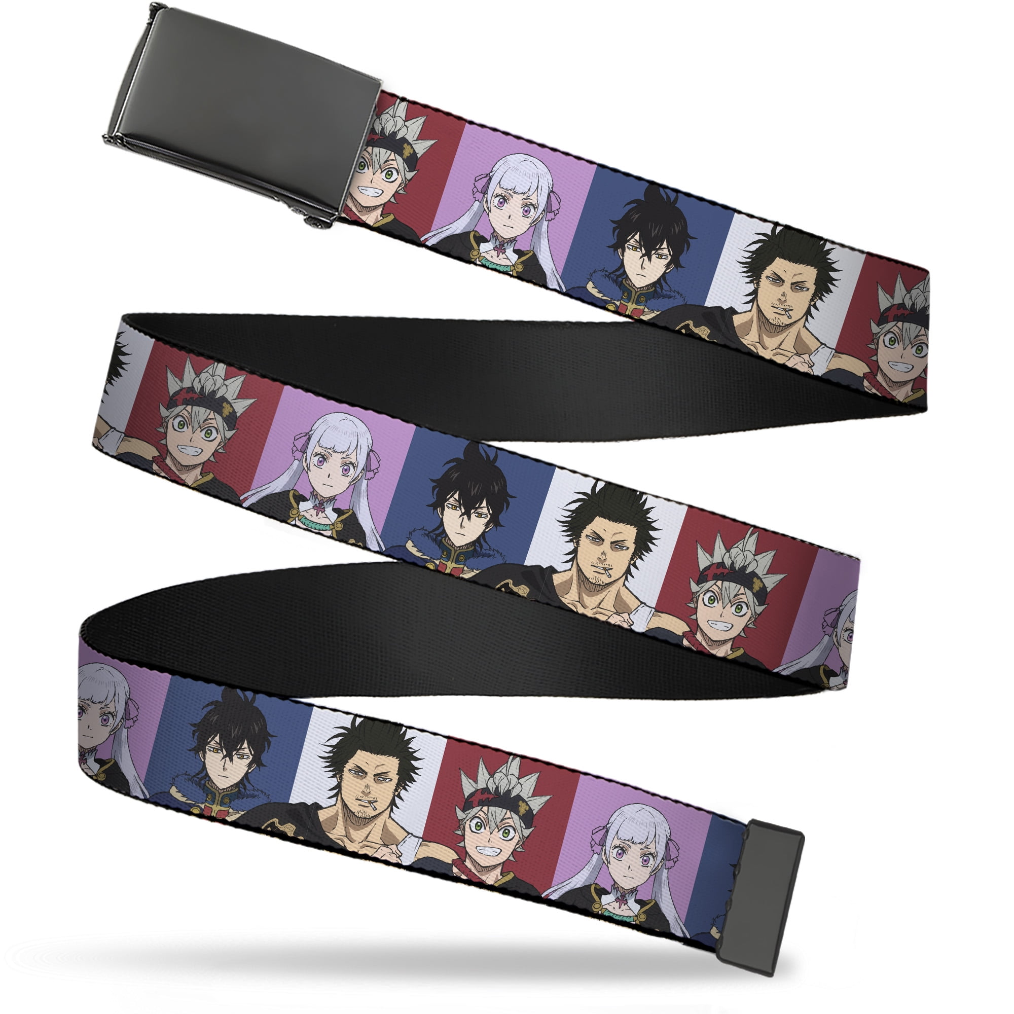 Adjustable Belt, Clamp Buckle, Cut-to-Fit, Black Clover Four Character ...