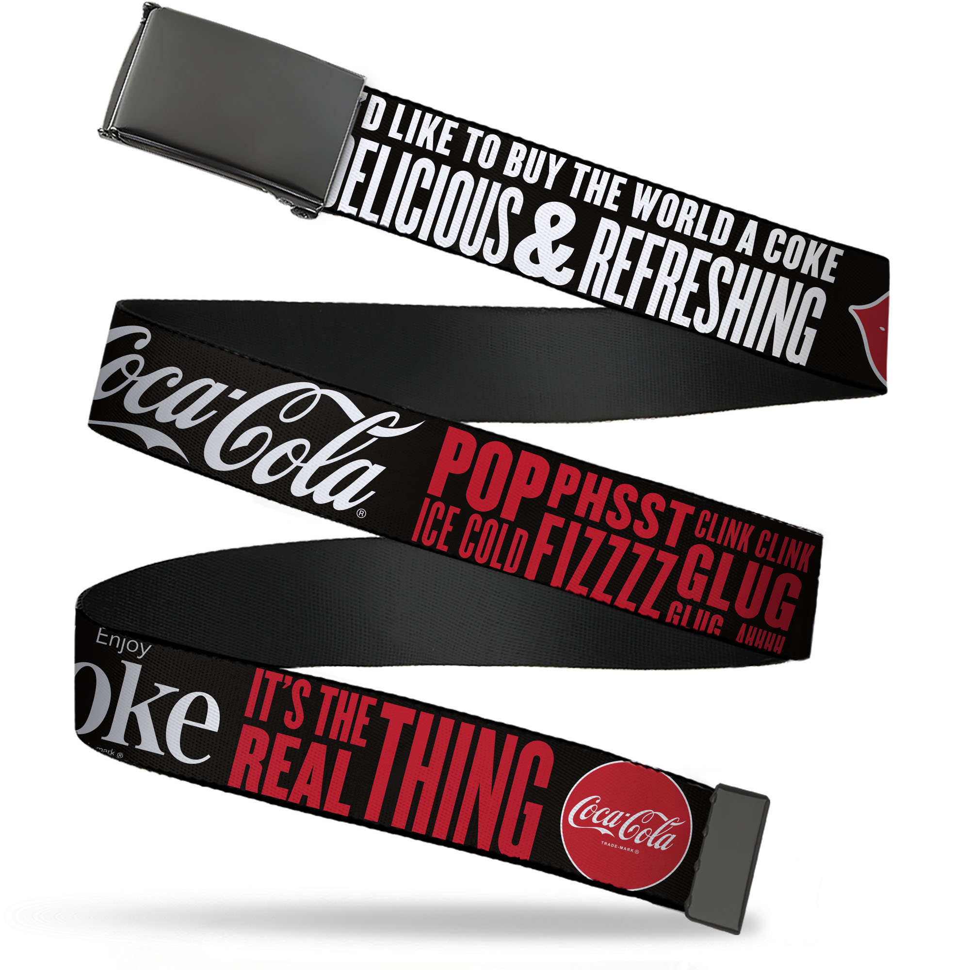 Adjustable Belt, Clamp Buckle, Cut-to-Fit, Coca Cola Enjoy Coke Its the ...