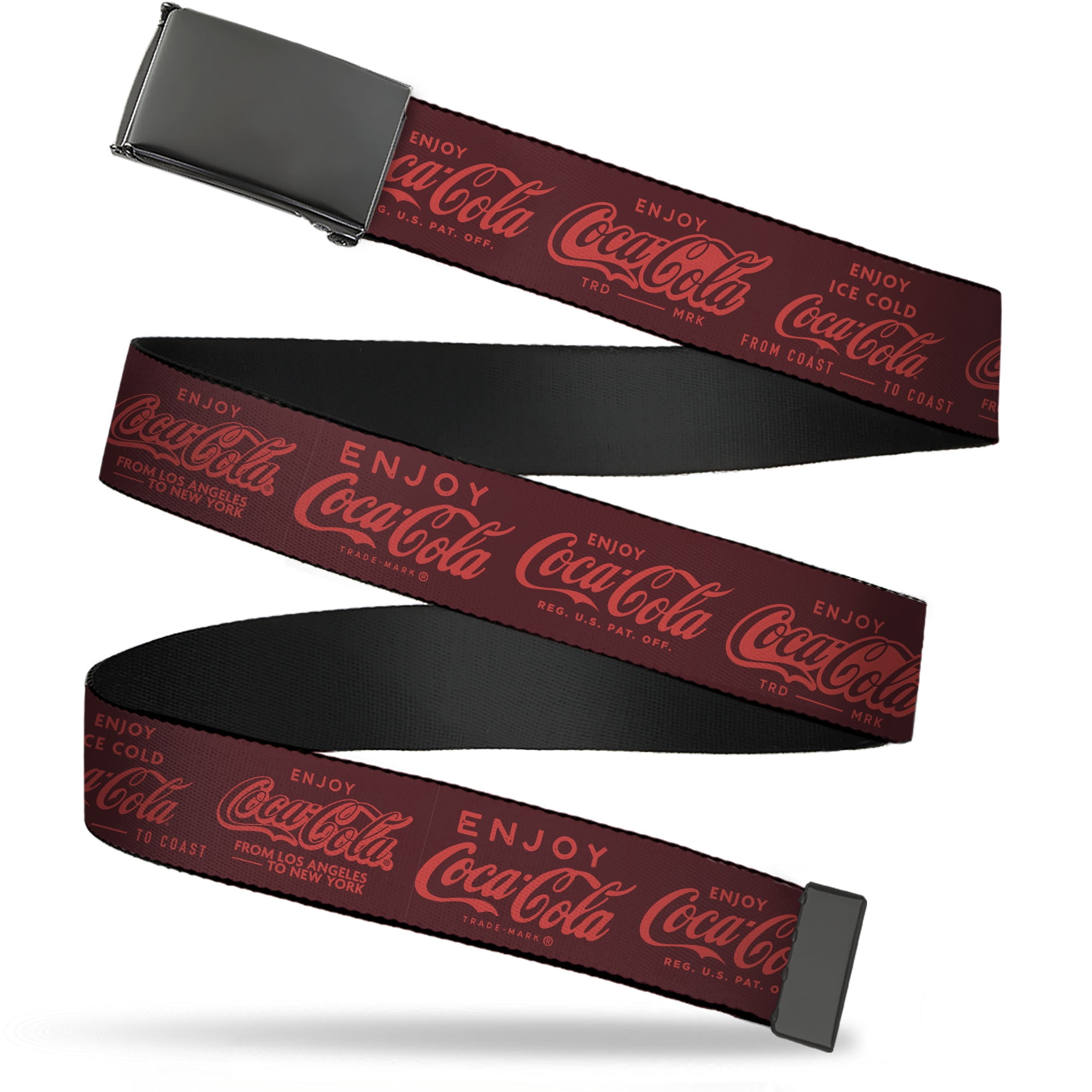 Adjustable Belt, Clamp Buckle, Cut-to-Fit, Enjoy Coca Cola Logos Brown ...