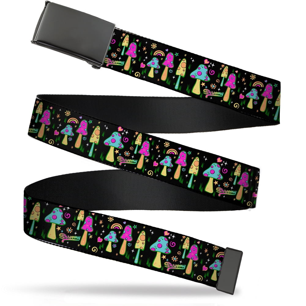 Adjustable Belt, Clamp Buckle, Cut-to-Fit, Mushroom Shroomy Garden ...
