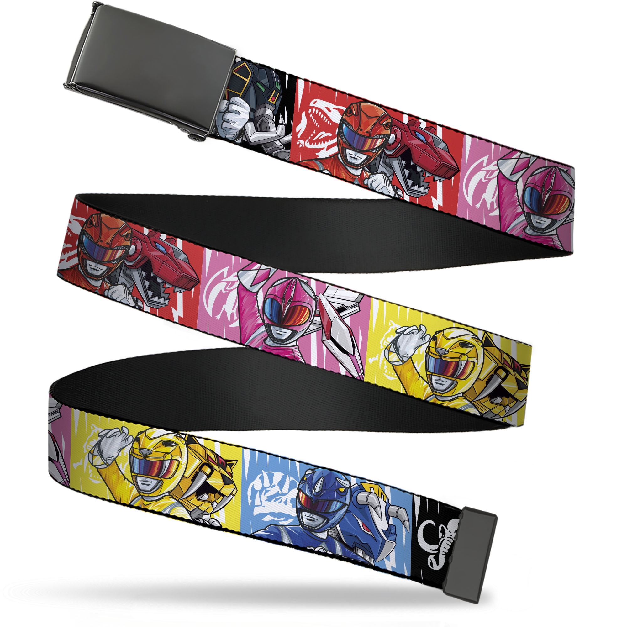 Adjustable Belt, Clamp Buckle, Cut-to-Fit, Power Rangers Pose With Zord ...