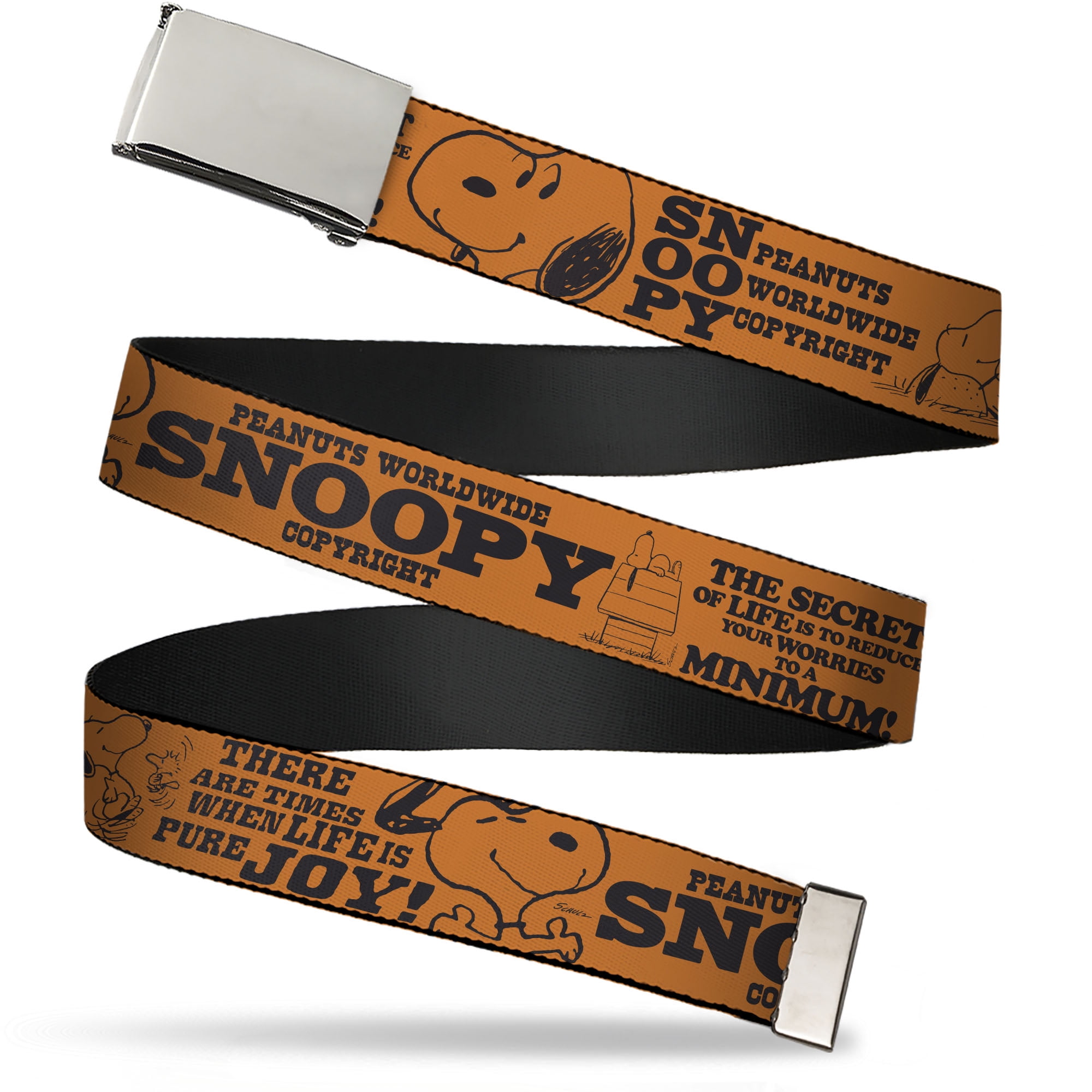 Adjustable Belt, Clamp Buckle, Cut-to-Fit, Snoopy Poses and Quotes ...