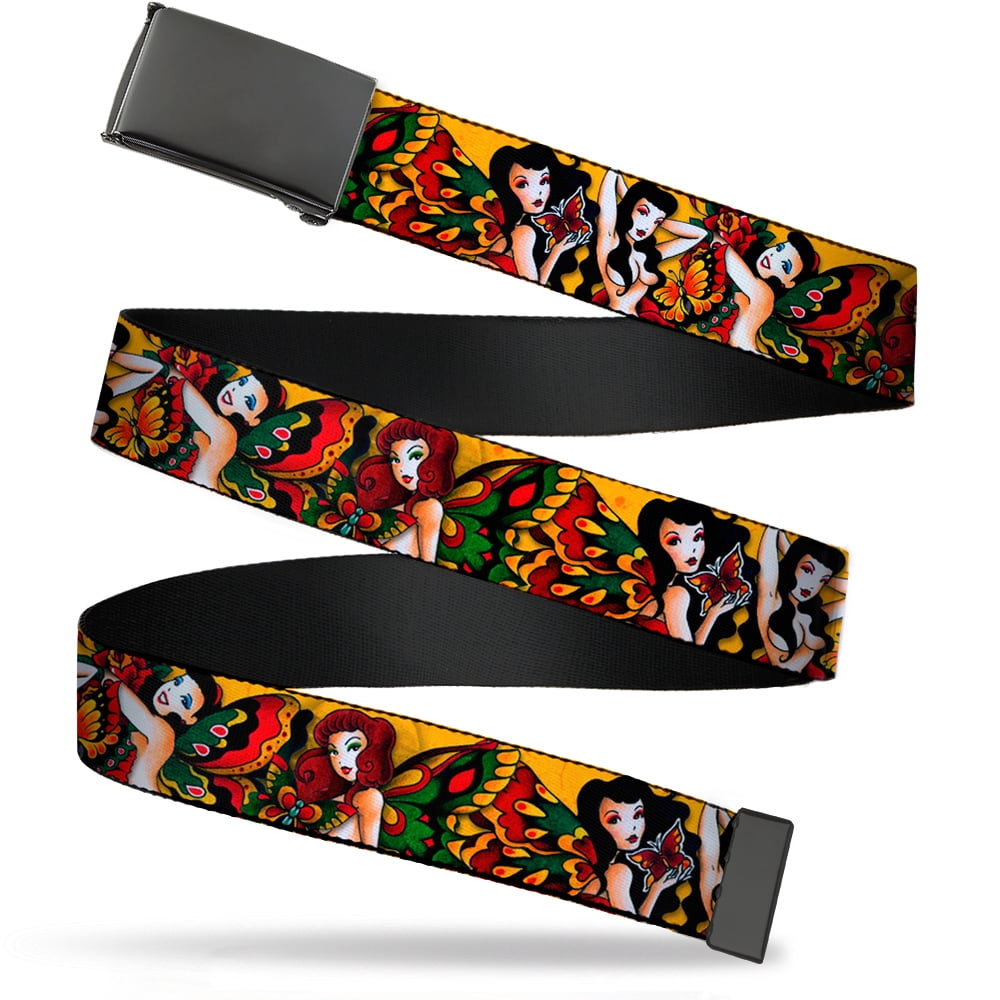 Adjustable Belt, Clamp Buckle, Cut-to-Fit, Tattoo Johnny Butterfly Girl ...