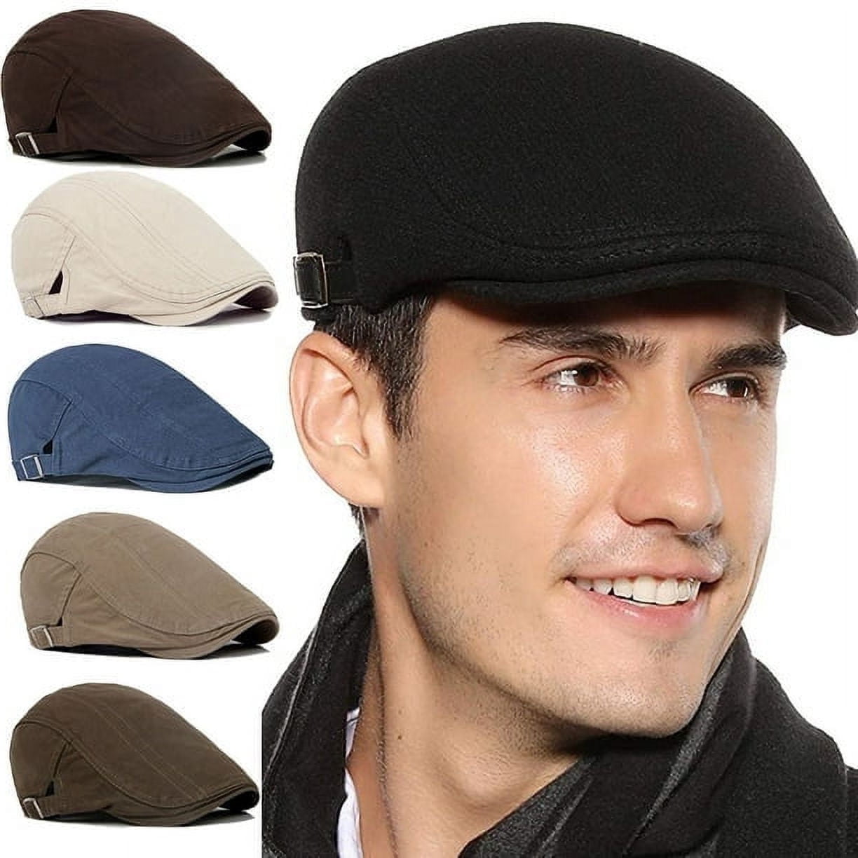 Adjustable Beret Hat Keep Warm Lightweight British Style Gentleman Men ...